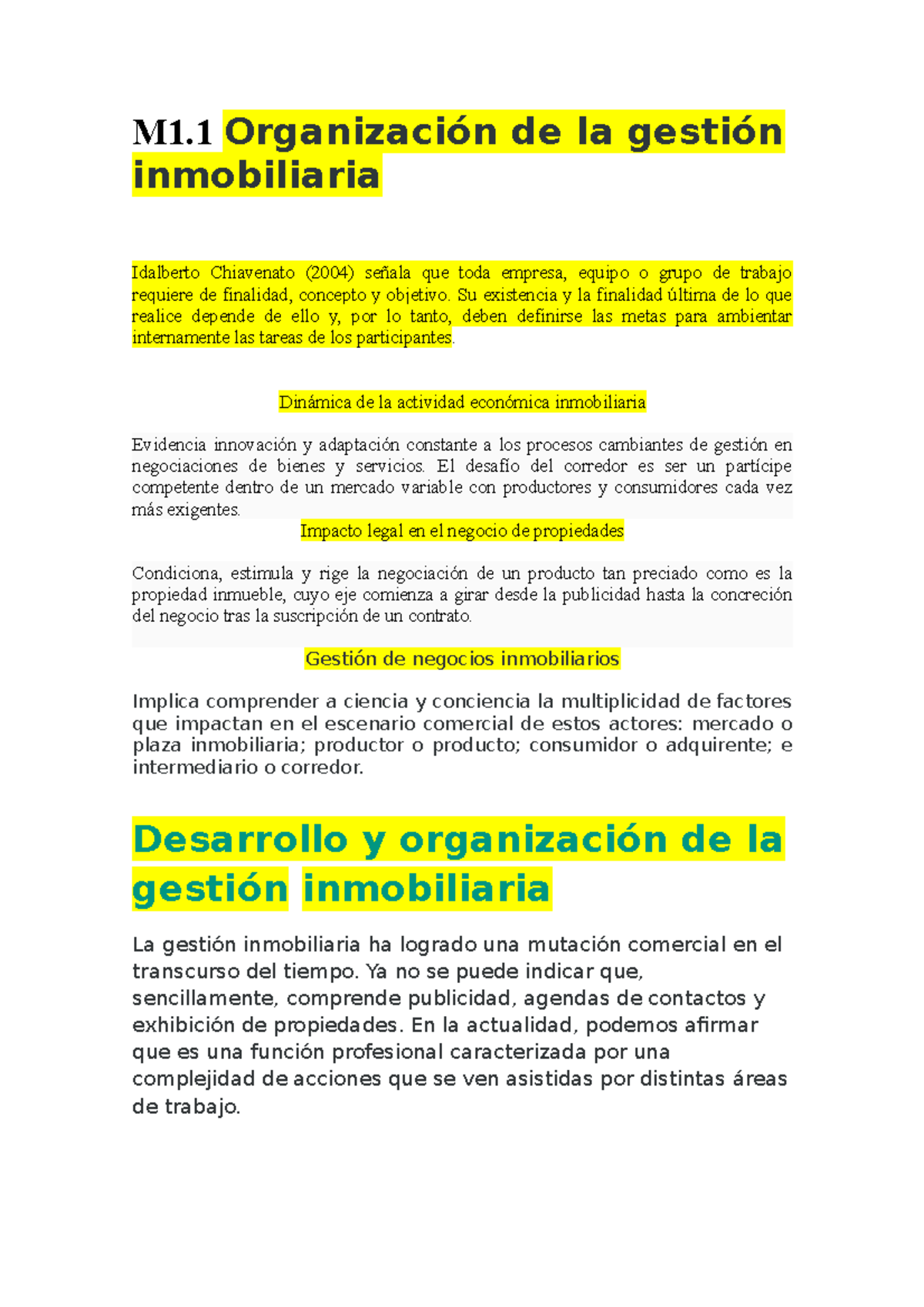 Resumen administracion y gestion inmobiliaria m1y2 - M1 Organización de la gestión inmobiliaria ...