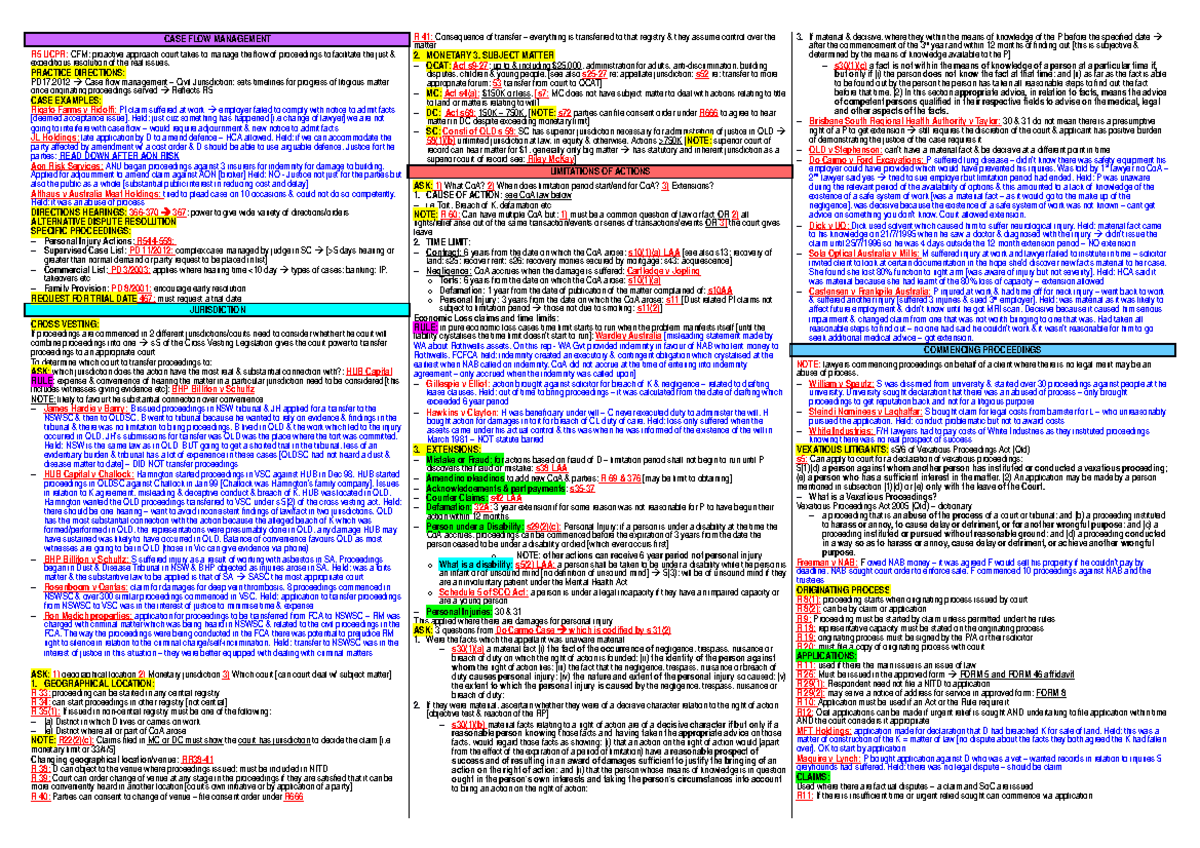 Civil Pro Template - CASE FLOW MANAGEMENT R5 UCPR: CFM: proactive ...