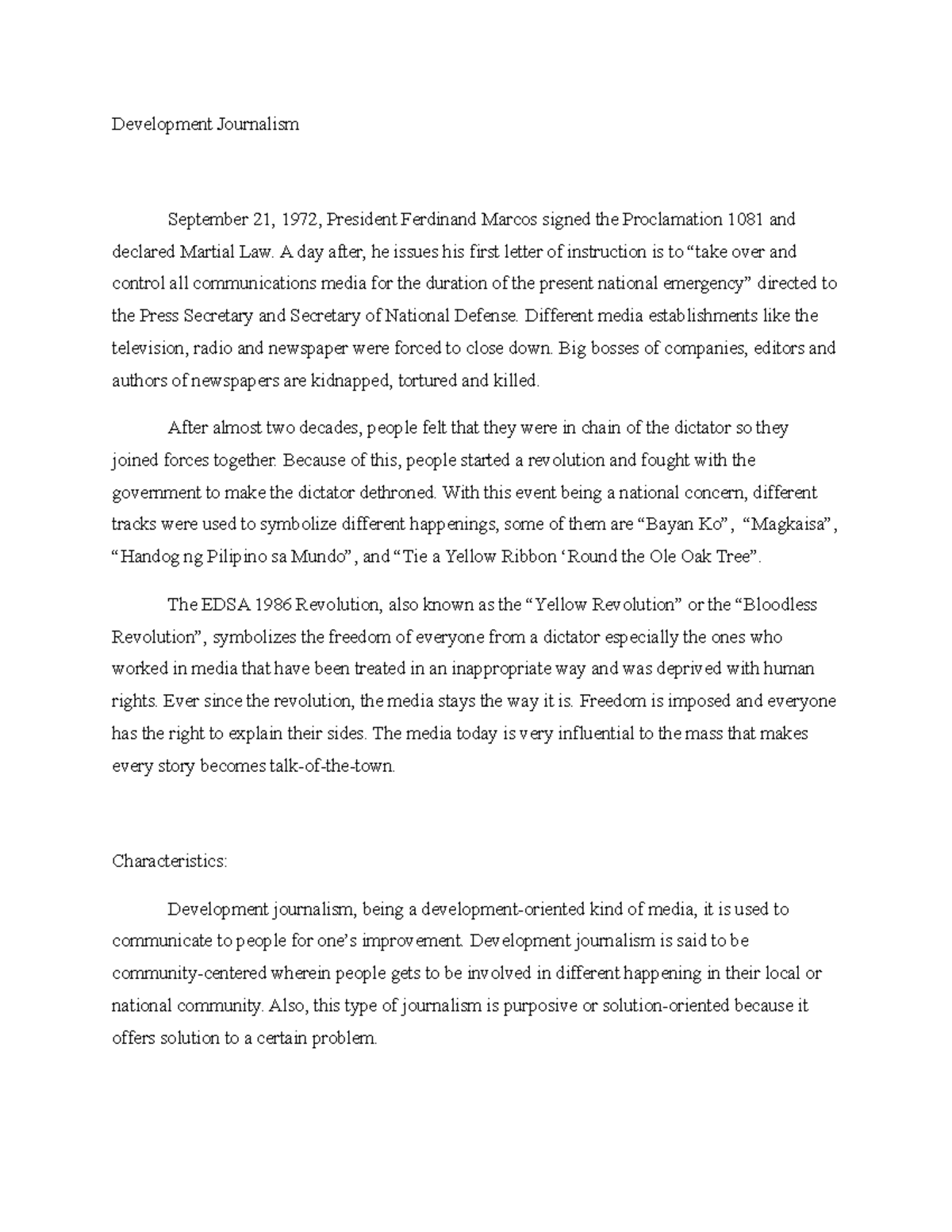 Development Journalism Intro - Development Communication - University ...