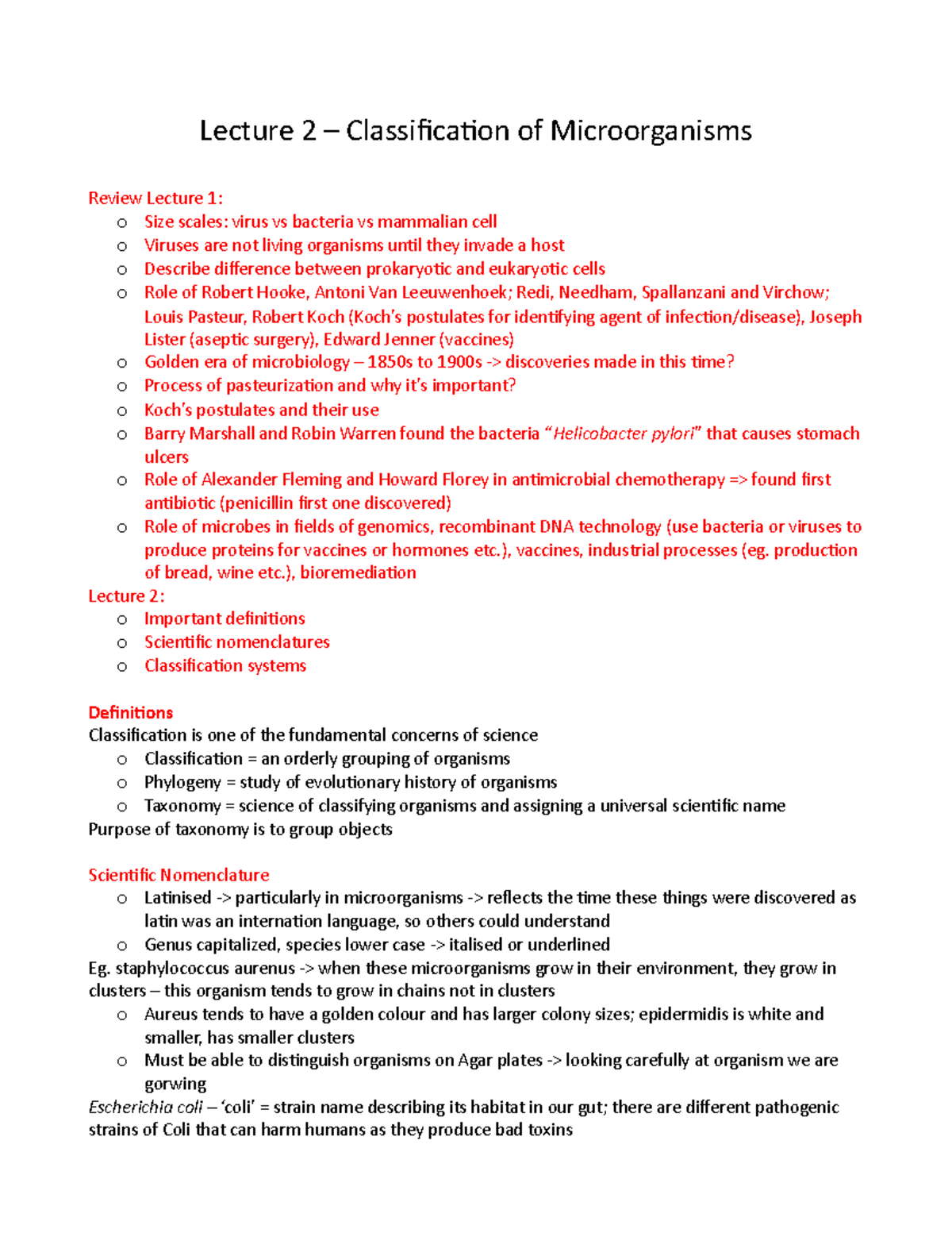 Classification of Microorganisms - ), vaccines, industrial processes ...