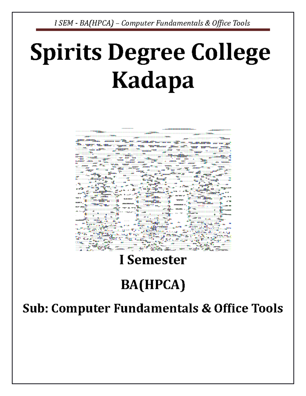 BA(HPCA) I SEM - BA(HPCA) - Spirits Degree College Kadapa I Semester BA ...