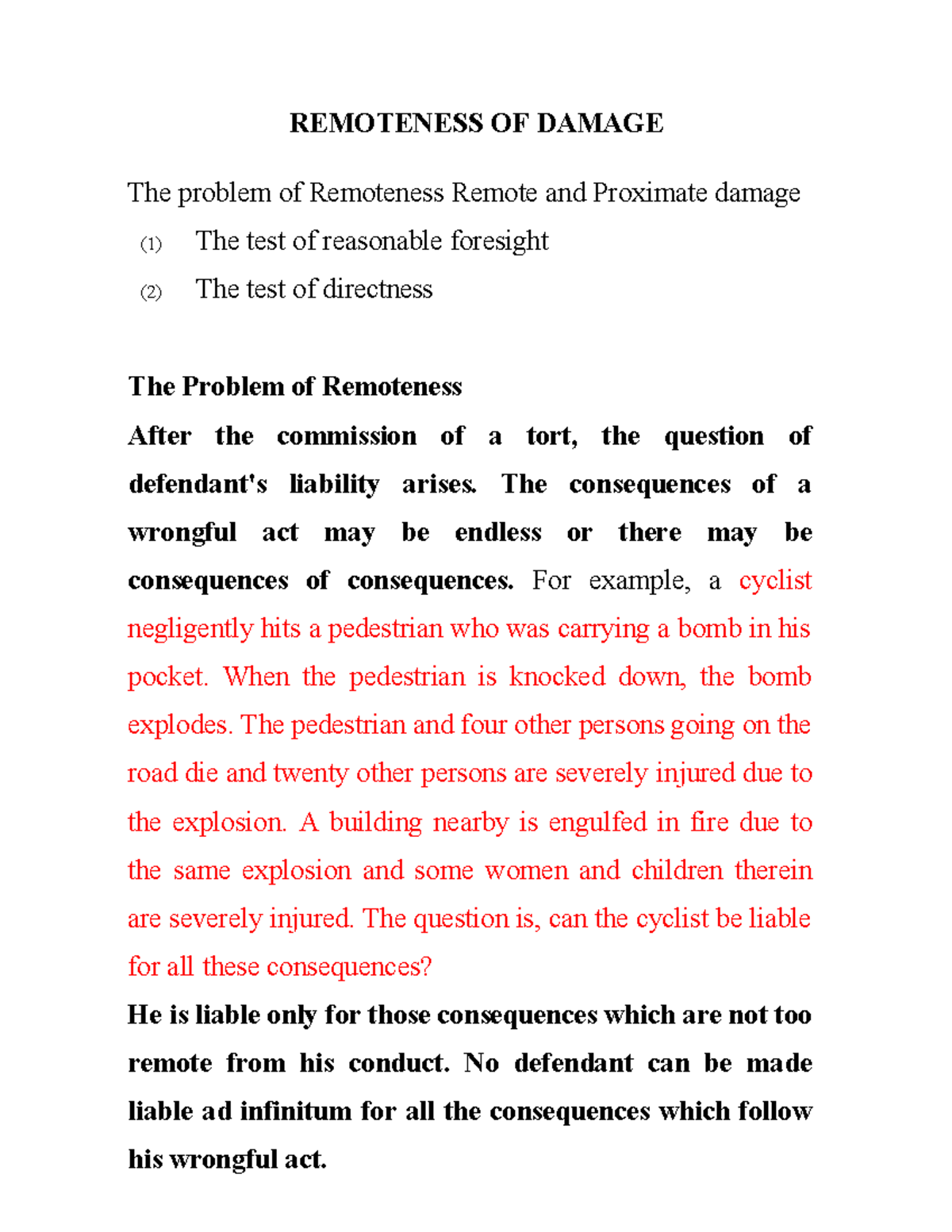 4. Remoteness OF Damage - REMOTENESS OF DAMAGE The problem of ...