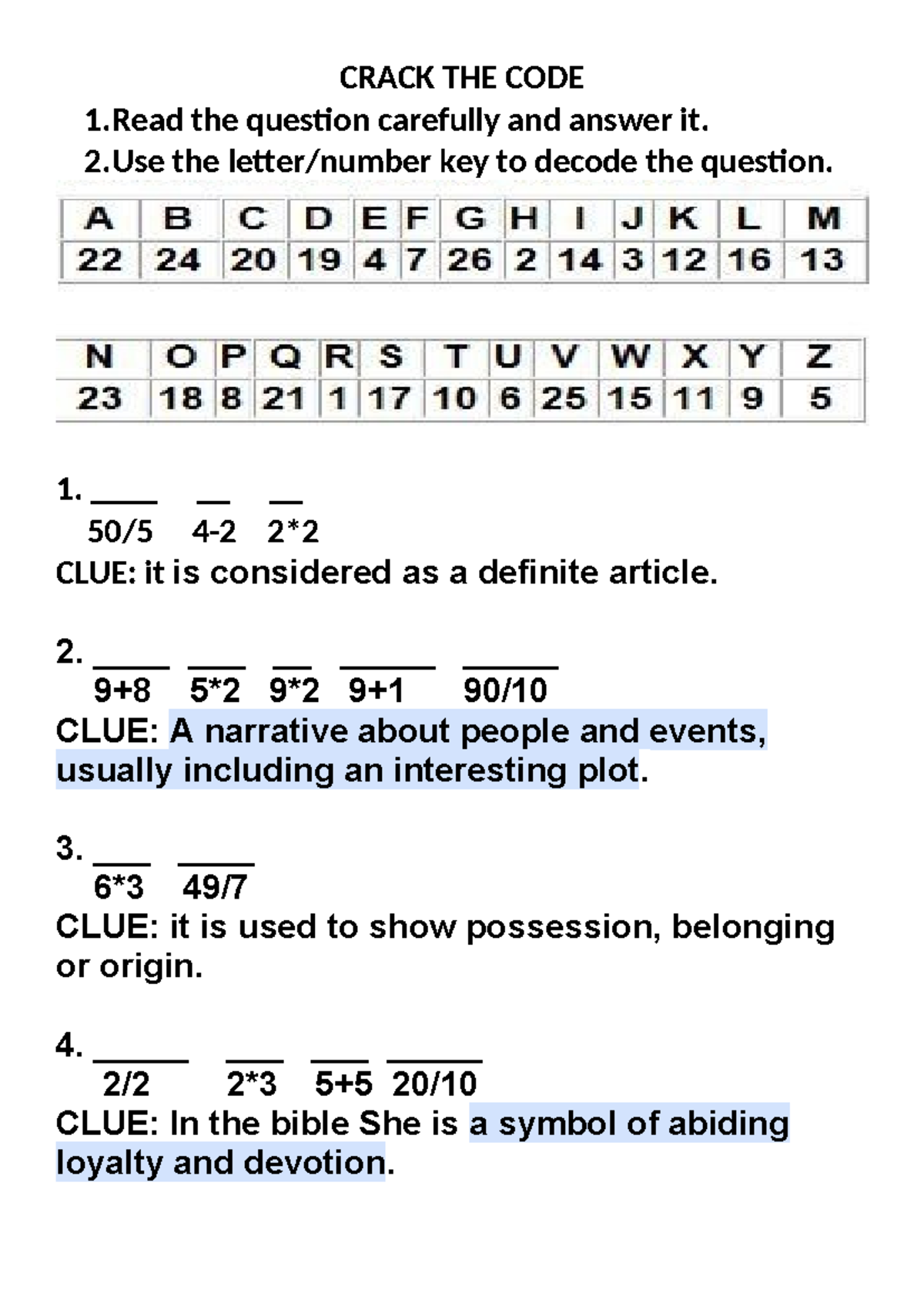 Basket - Copy - aaa - CRACK THE CODE 1 the question carefully and ...