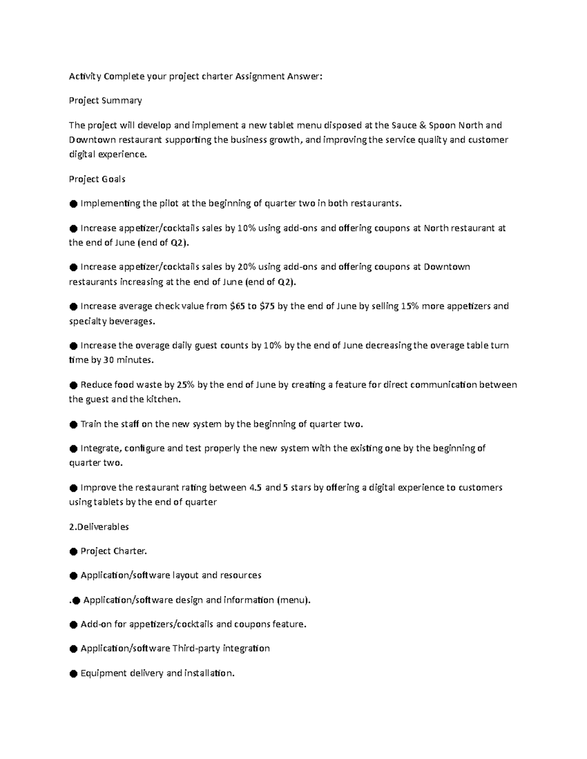 Activity Complete your project charter Assignment Answer - Project ...