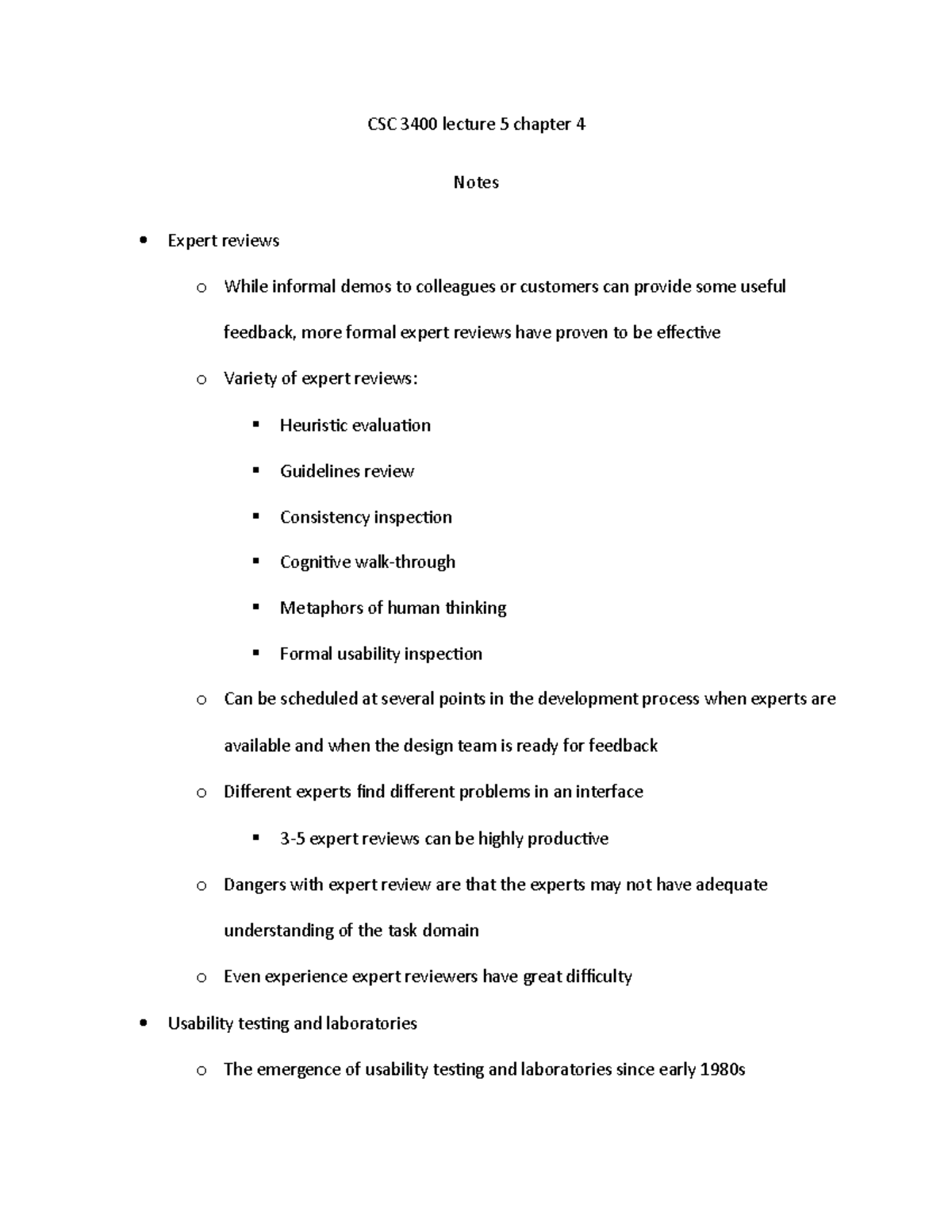 CSC 3400 lecture 5 chapter 4 - CSC 3400 lecture 5 chapter 4 Notes ...