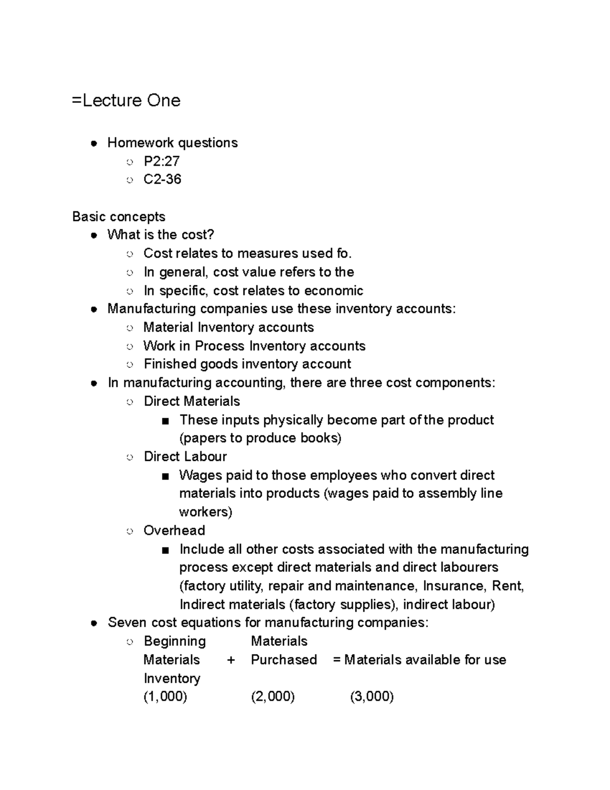 ACC406- Chapter 1-2 - =Lecture One Homework questions P2: C2- Basic ...