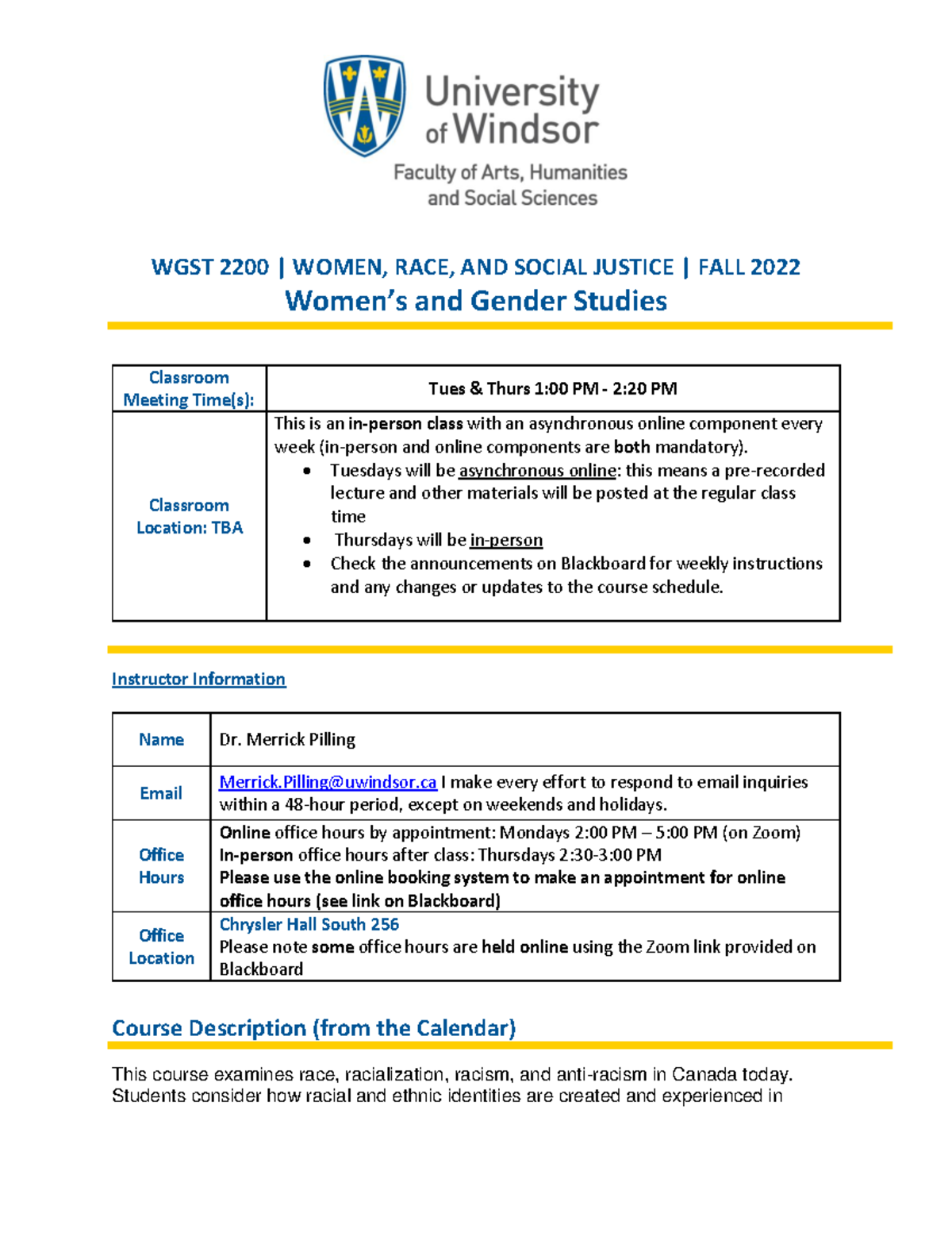 2200 Syllabus Women Race Social Justice FALL 2022 - WGST 2200 | WOMEN ...
