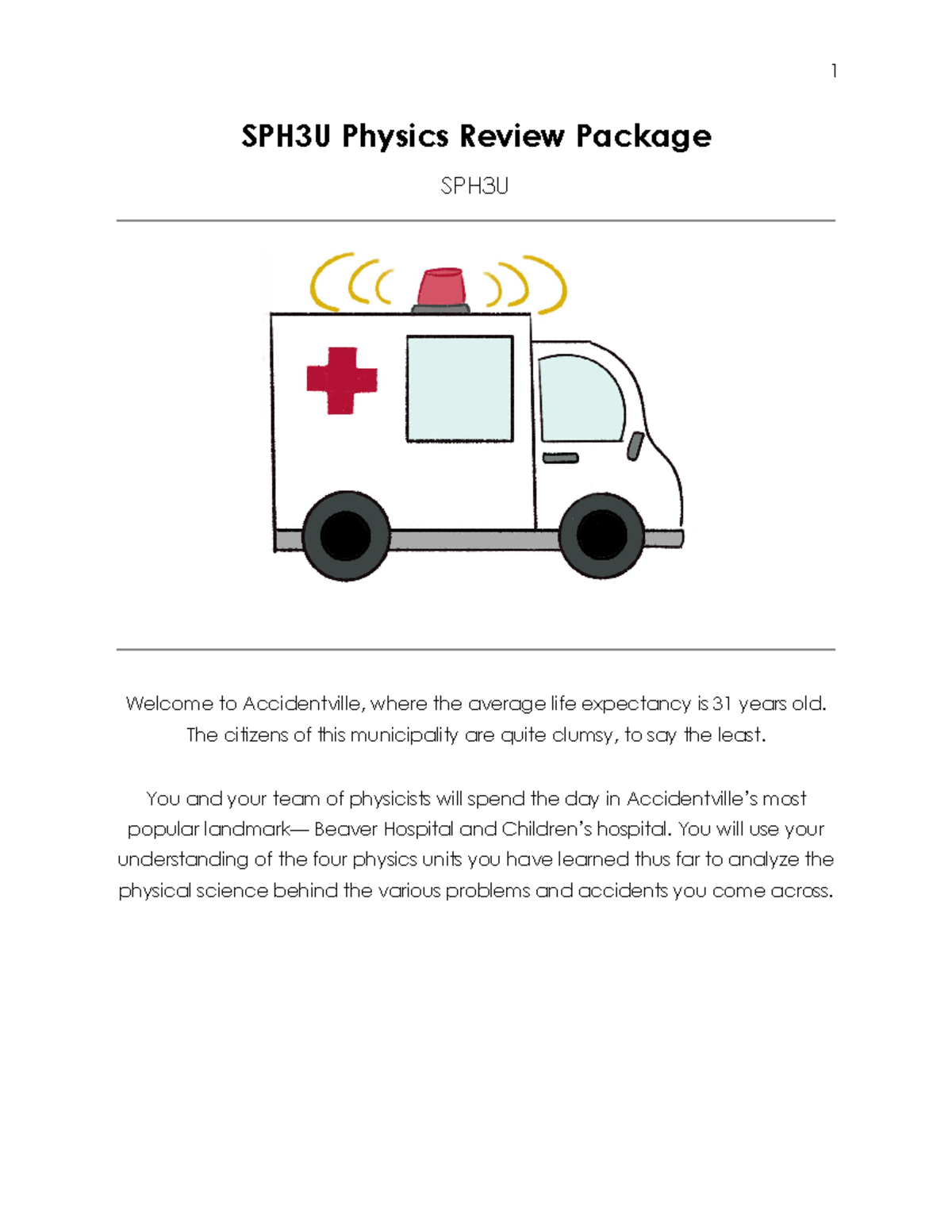 SPH3U Physics Review Package - SPH3U Physics Review Package SPH3U ...