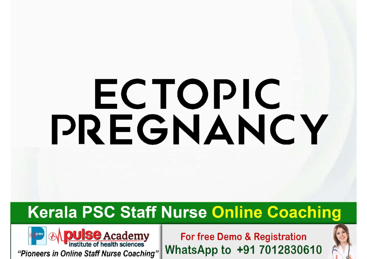Ectopic Pregnancy-1 - Obstetrics and gynaecology note - bachlor of ...