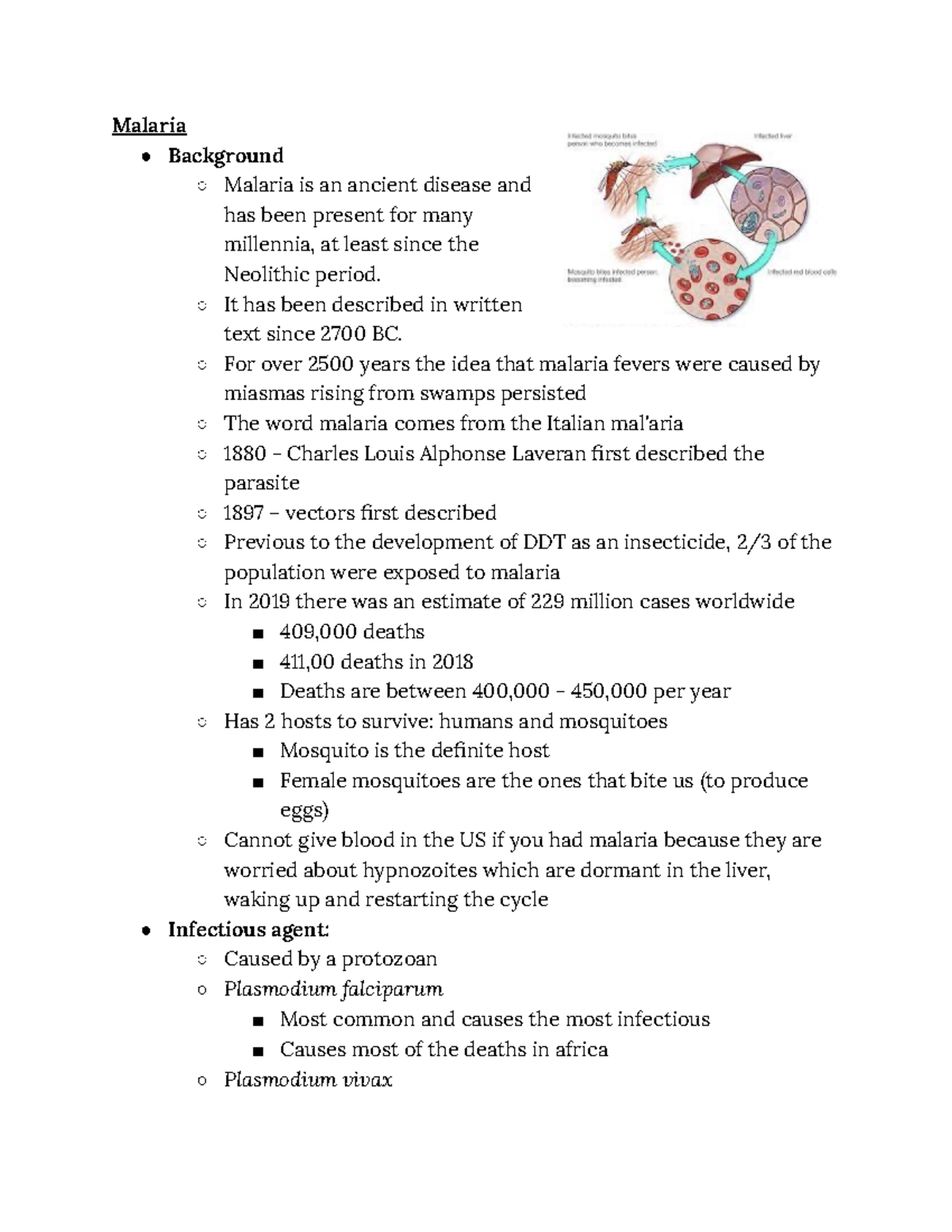 Malaria and Strep - Lecture notes 5 - Malaria Background Malaria is an ...