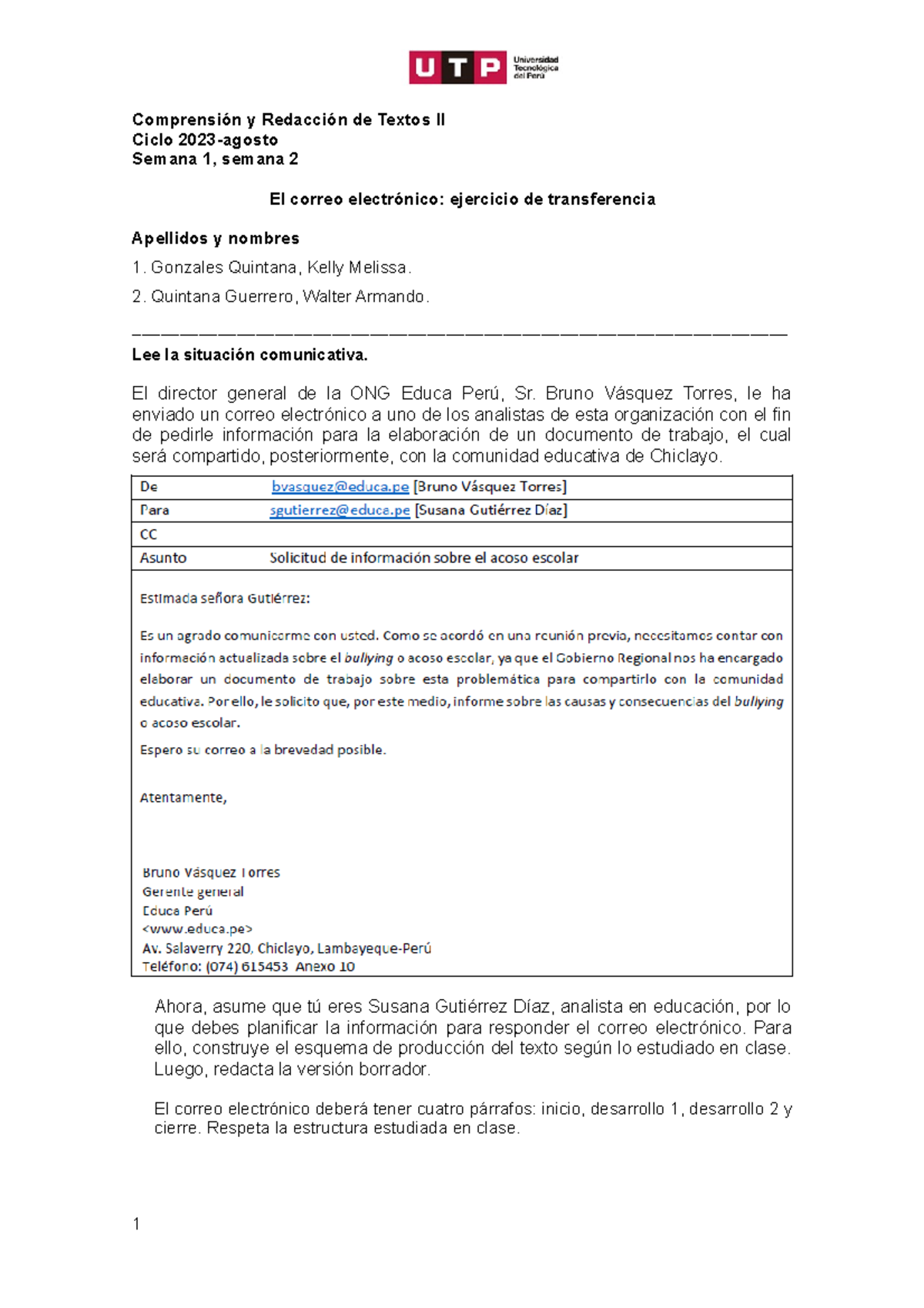 Redaccion - Redacción del bullying y acoso escolar - Comprensión y ...