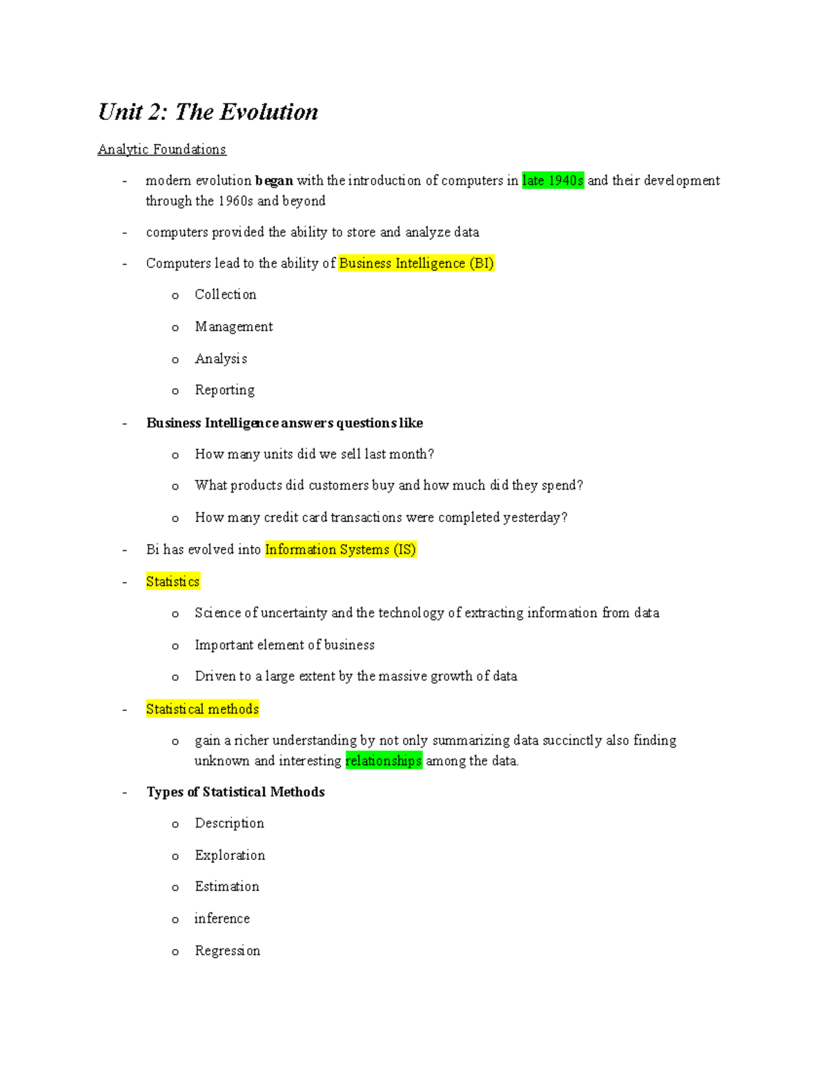 Busanalyticsunit 2 - Unit 2 - Unit 2: The Evolution Analytic ...