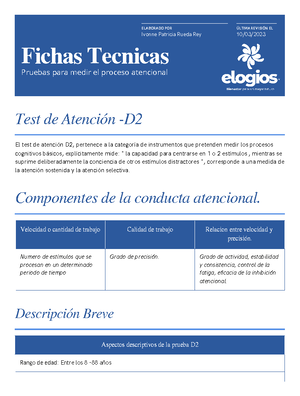 Ficha Tecnica - Test del Trazo - Se trata de una prueba de lápiz y ...