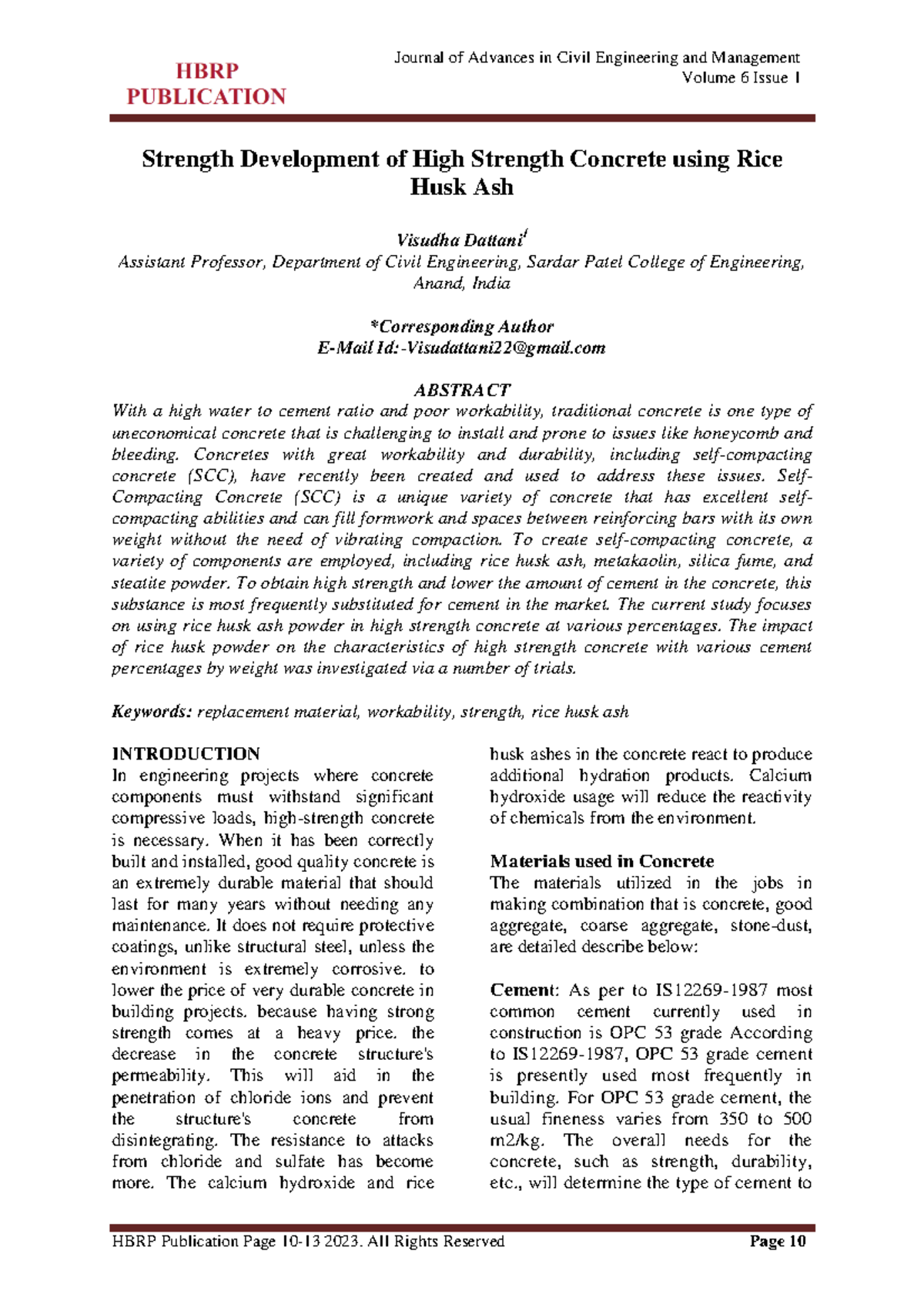 Strength development of high strength concrete - Volume 6 Issue 1 ...