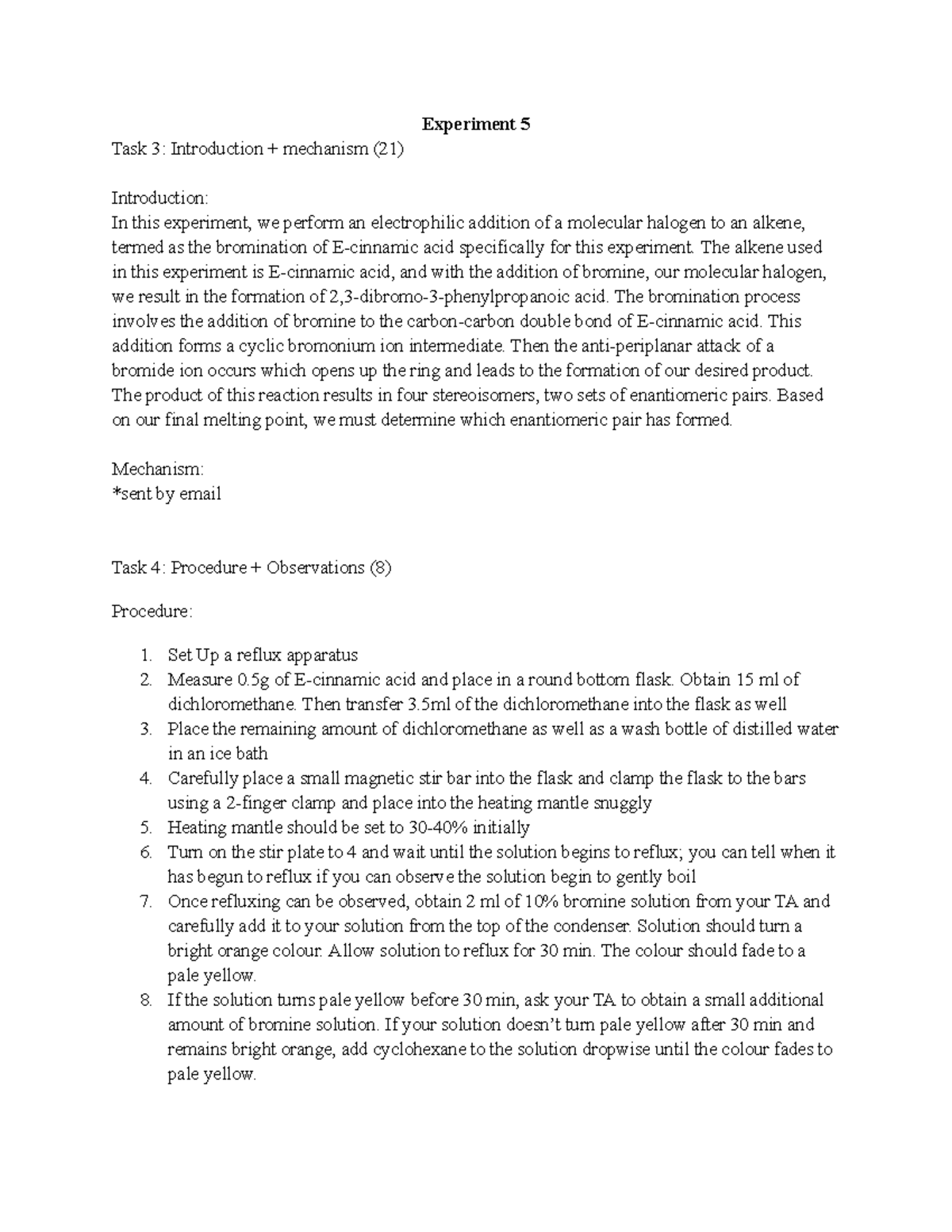 Experiment 5 - lab 5 orgo - Experiment 5 Task 3: Introduction ...