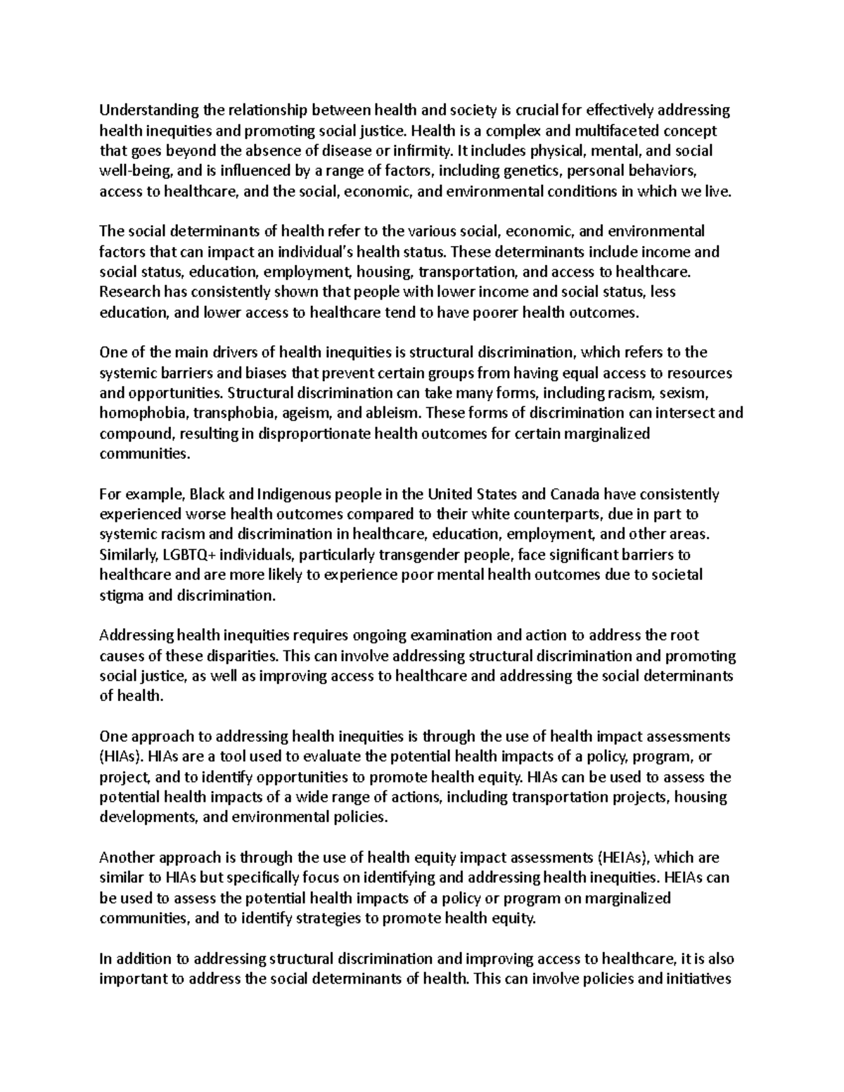 health in the world - Understanding the relationship between health and ...