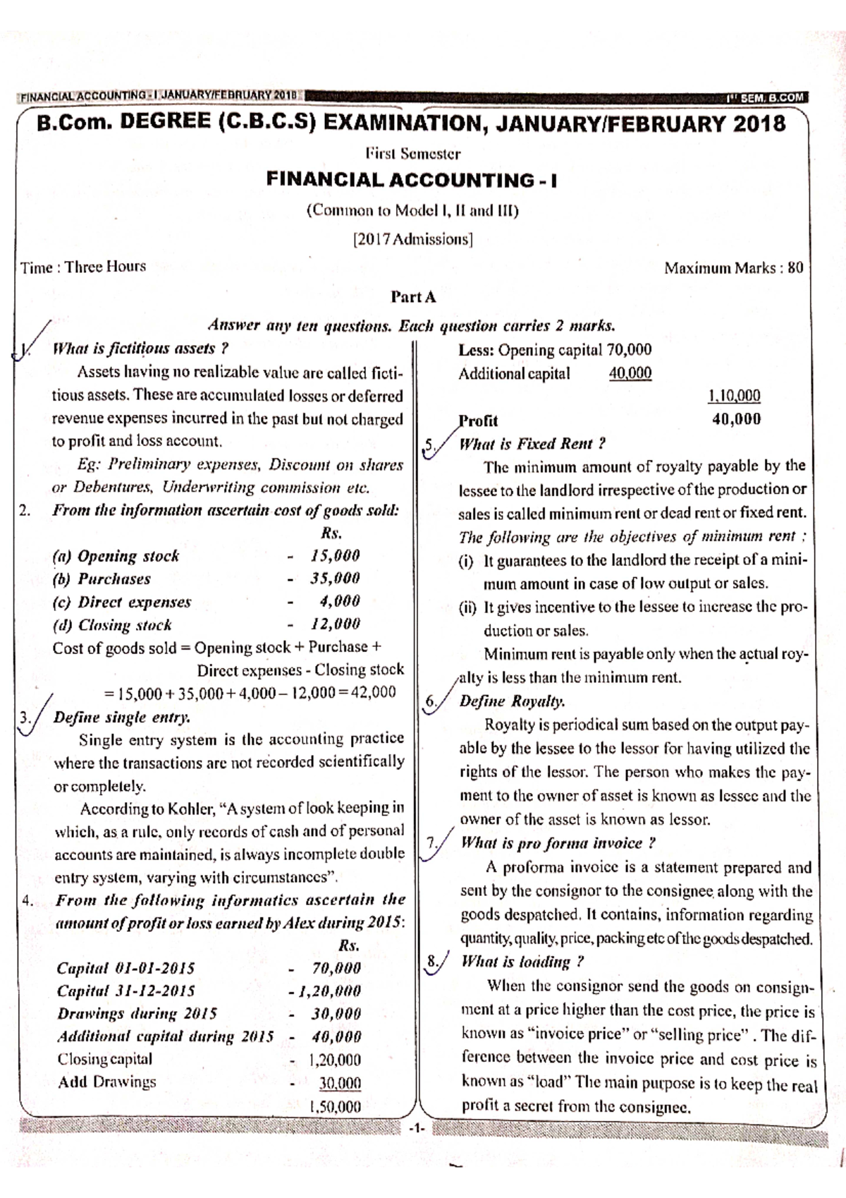 Financial Accounting 1 1 st sem question paper-4 - Advanced Financial ...