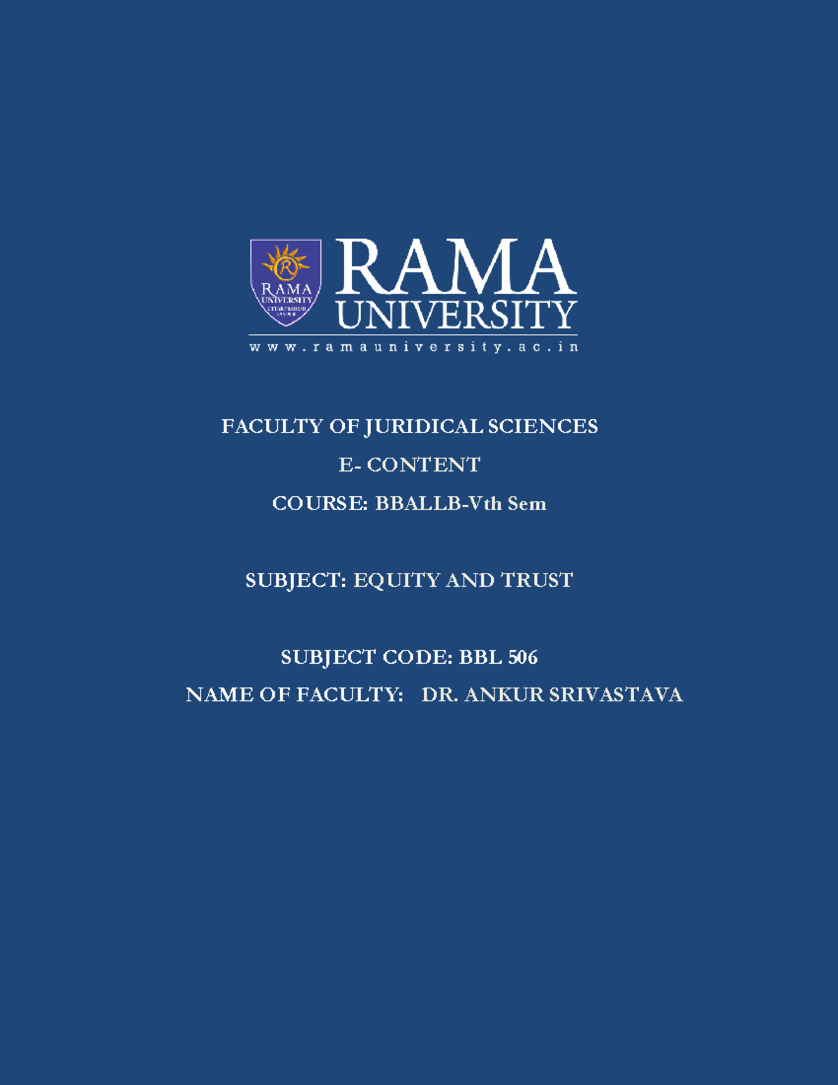 Lecture-30 - notes - FACULTY OF JURIDICAL SCIENCES E- CONTENT COURSE ...
