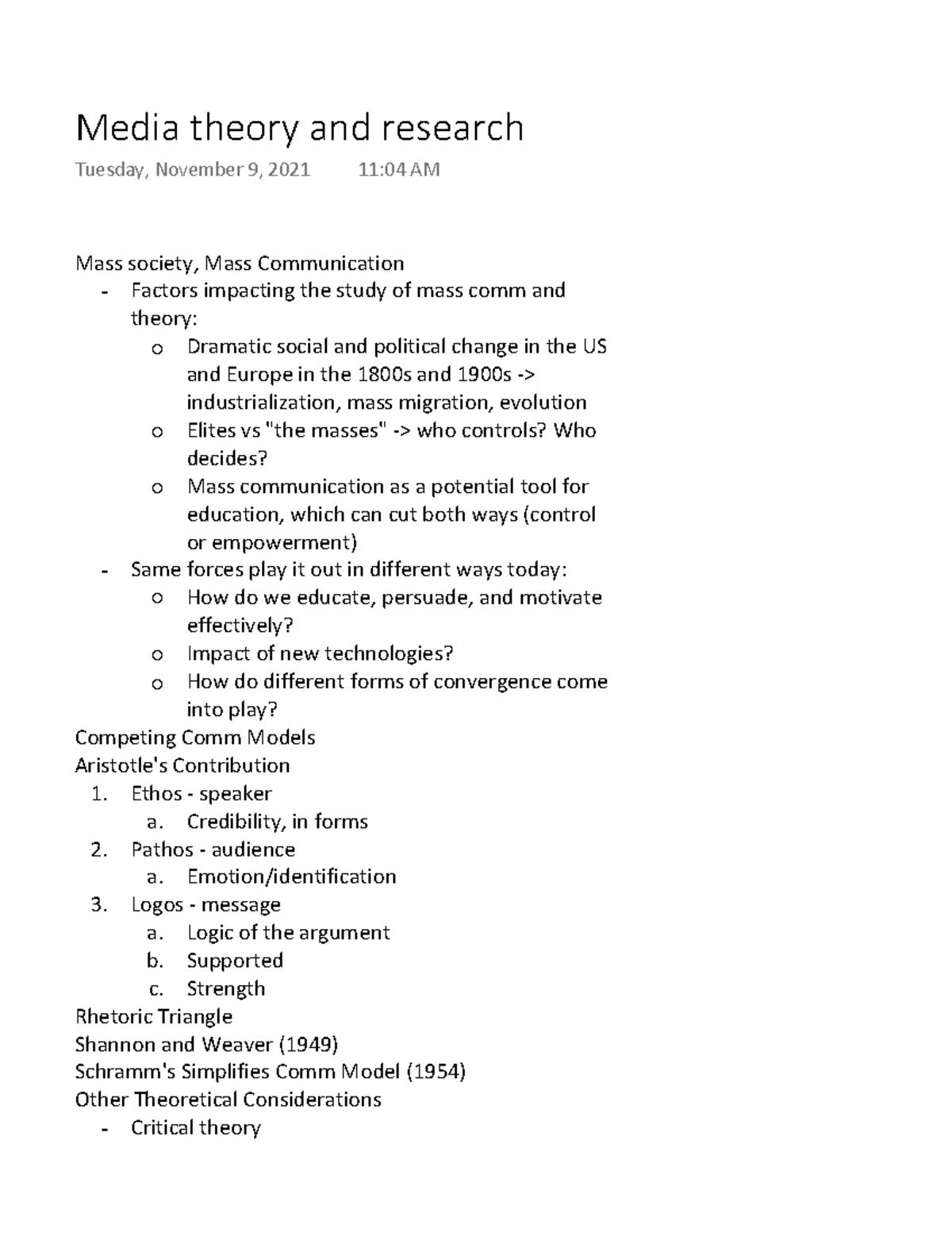 Intro to Mass Communications - Media theory and research - Media theory ...