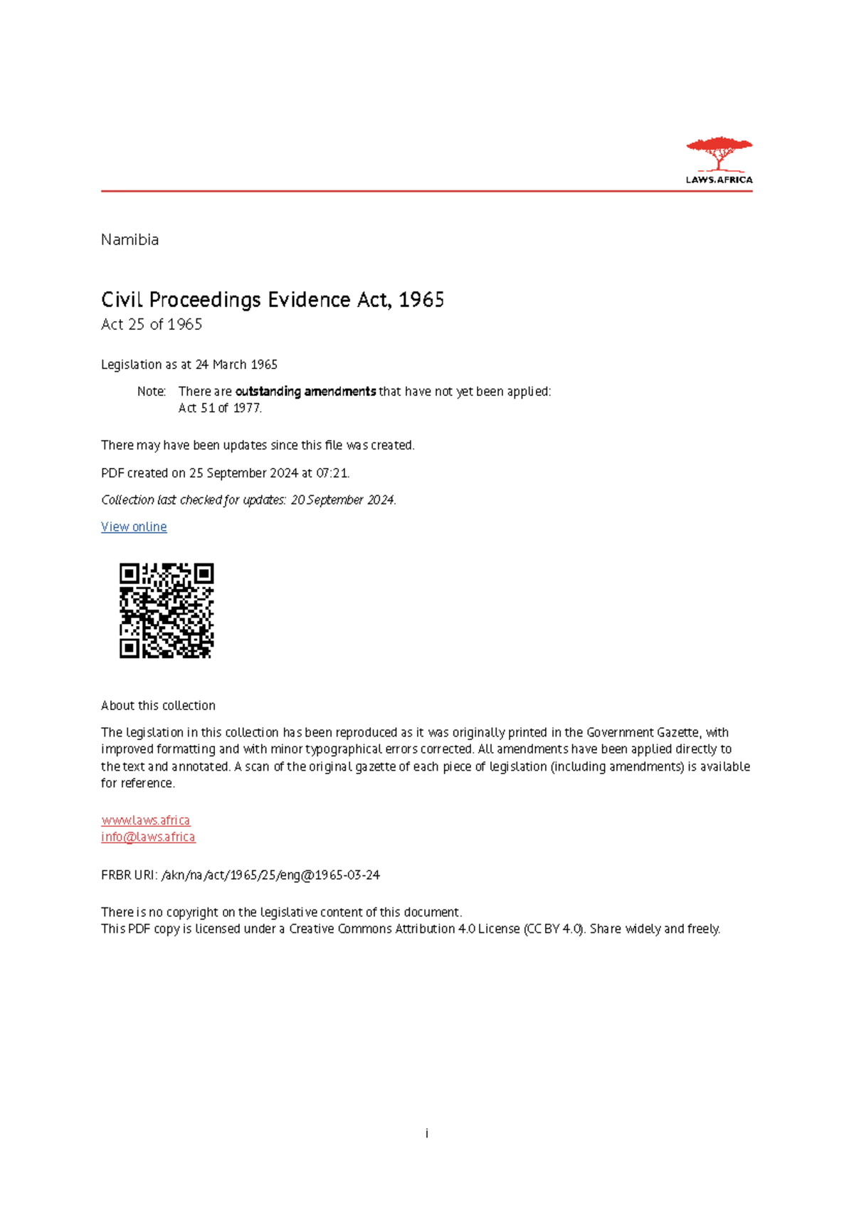 Civil Proceedings Evidence Act 1965 - Namibia Civil Proceedings ...