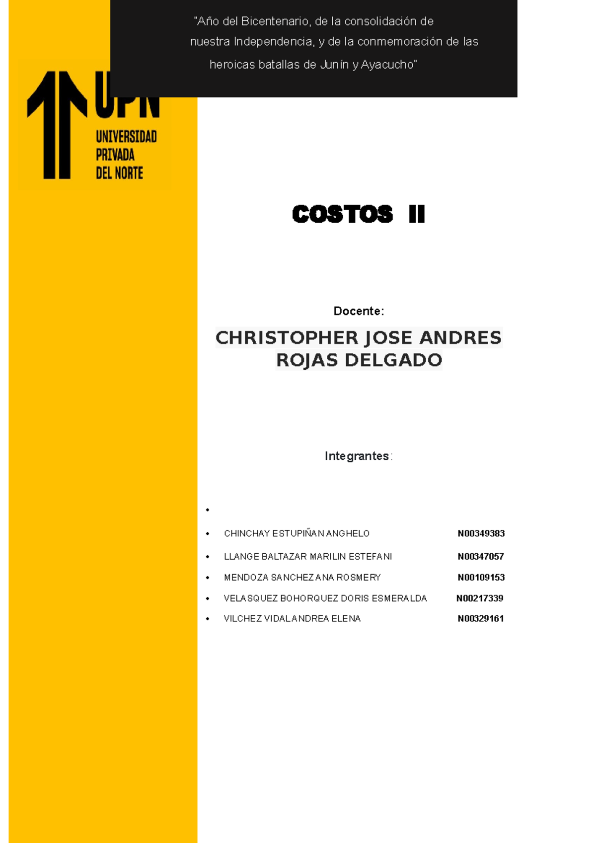 Costos conjuntos - COSTOS II Docente: CHRISTOPHER JOSE ANDRES ROJAS ...