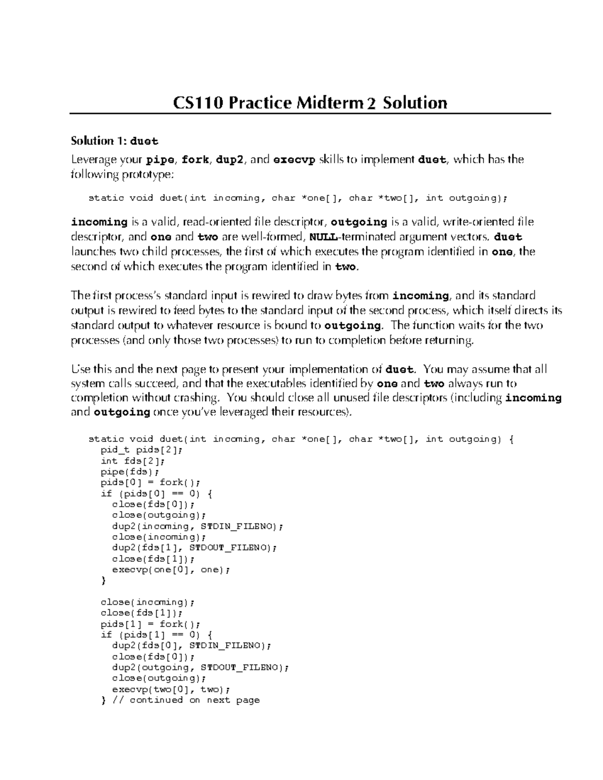 Practice Midterm 2 Solutions - CS110 Practice Midterm 3 Solution Solution 1 : duet Leverage your ...