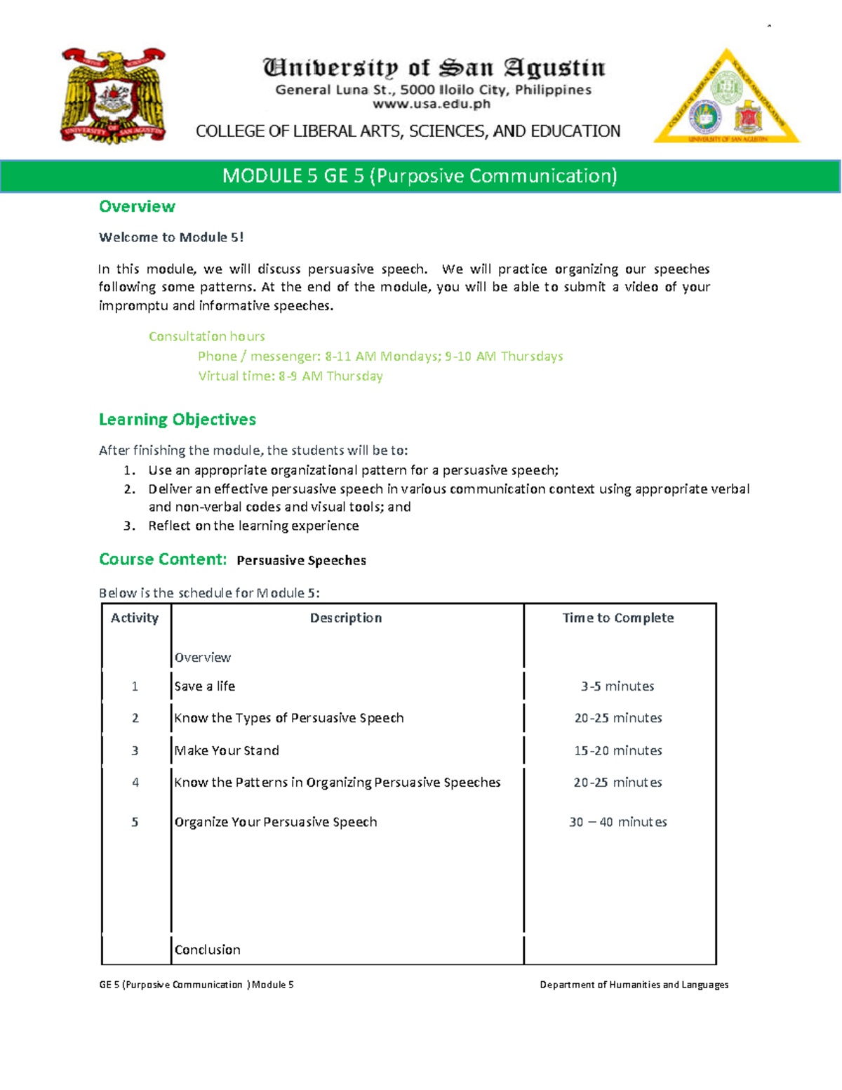 GE 5 Module 5 - shfbs - Overview Welcome to Module 5! In this module ...