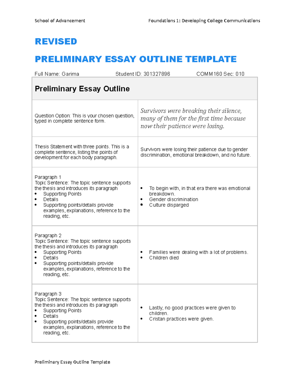 Revised assignment A - School of Advancement Foundations 1: Developing ...