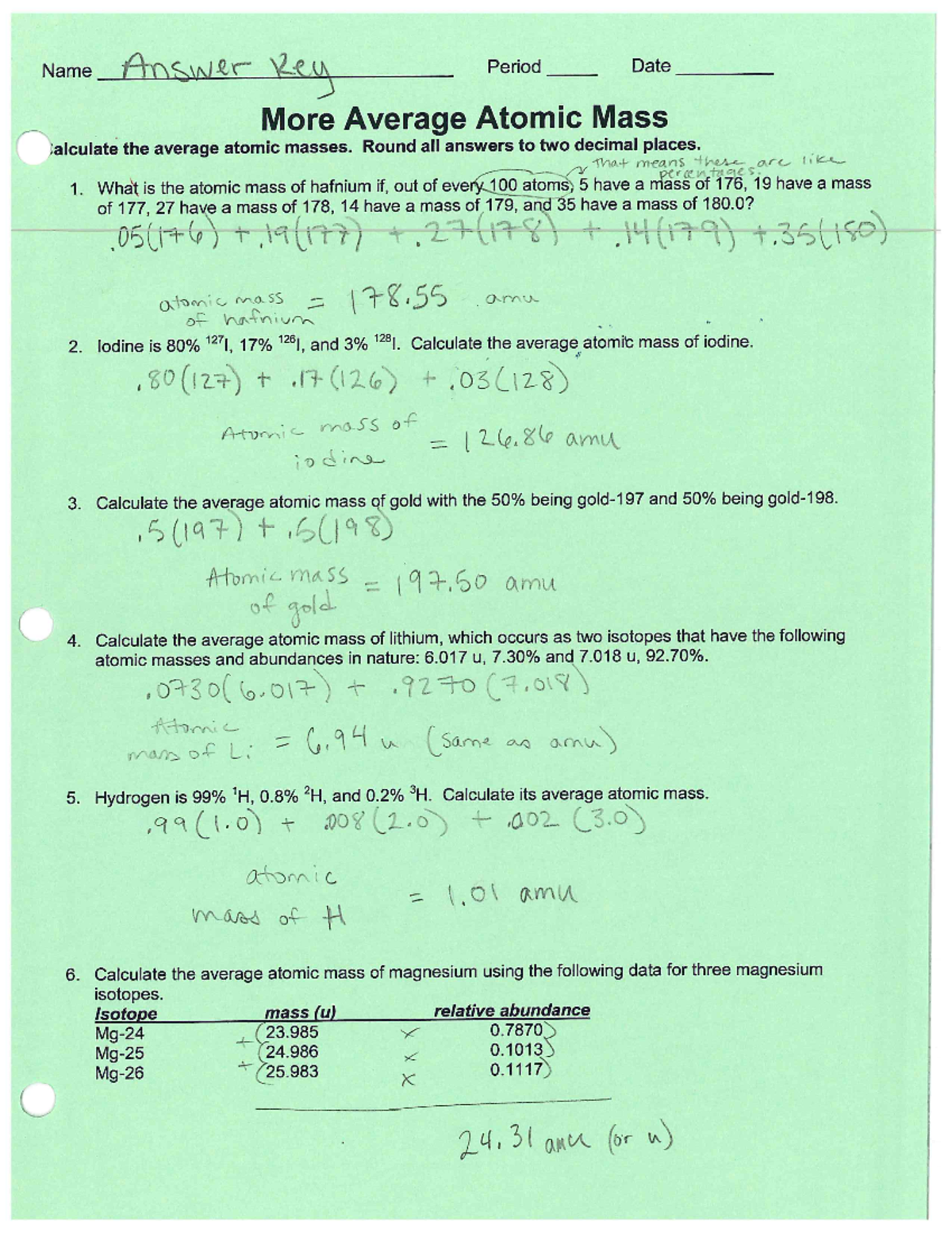 Atomic mass answers - Studocu
