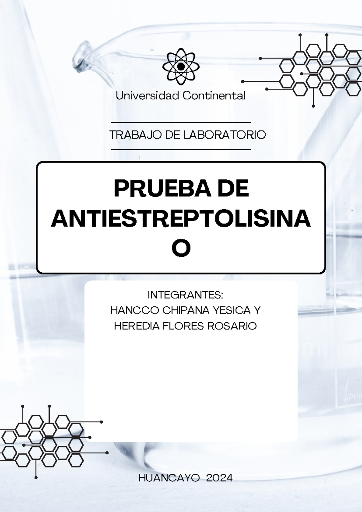 ASO - PRUEBA DE ANTIESTREPTOLISINA O INTEGRANTES: HANCCO CHIPANA YESICA ...