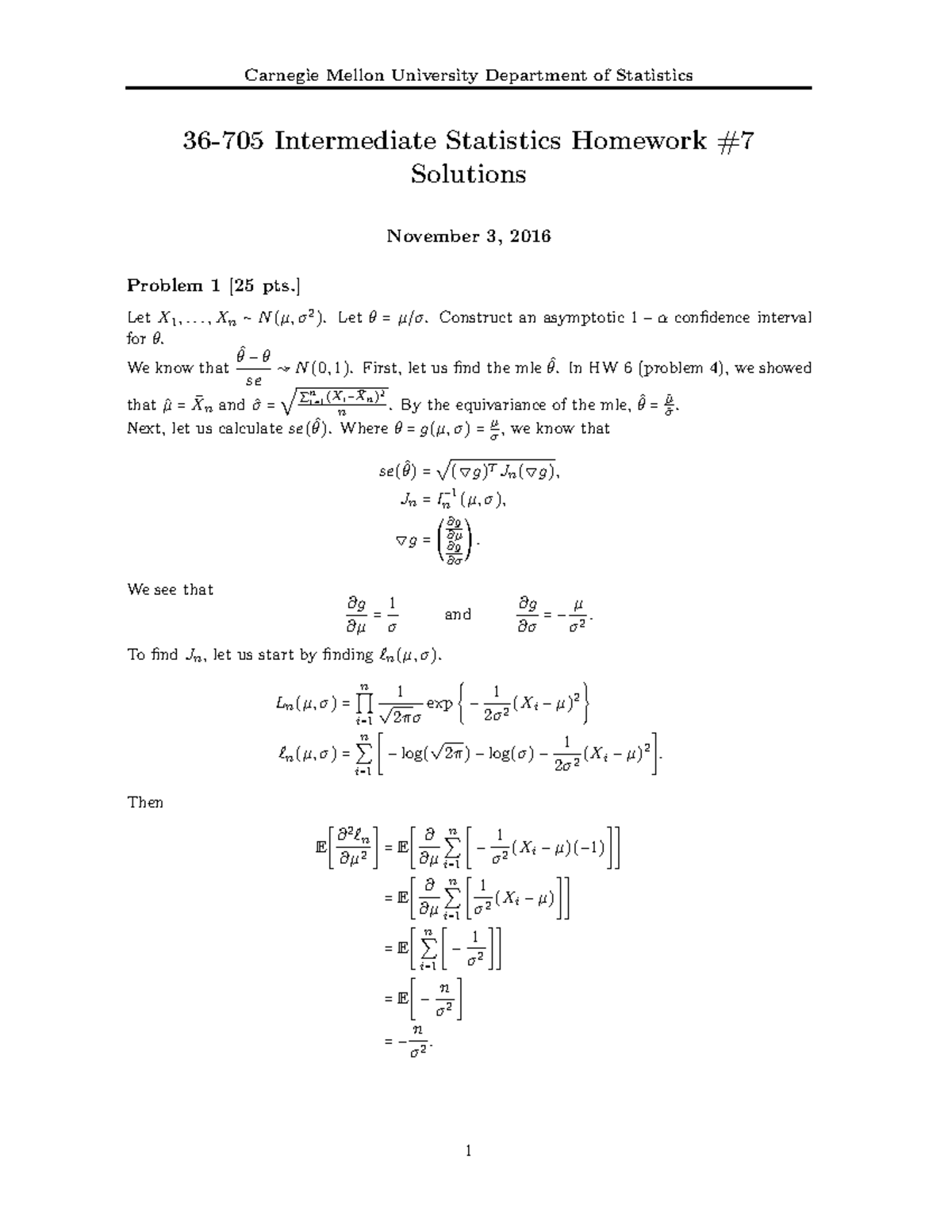 HW7sol - November 3, 2016. Answers. - Carnegie Mellon University ...