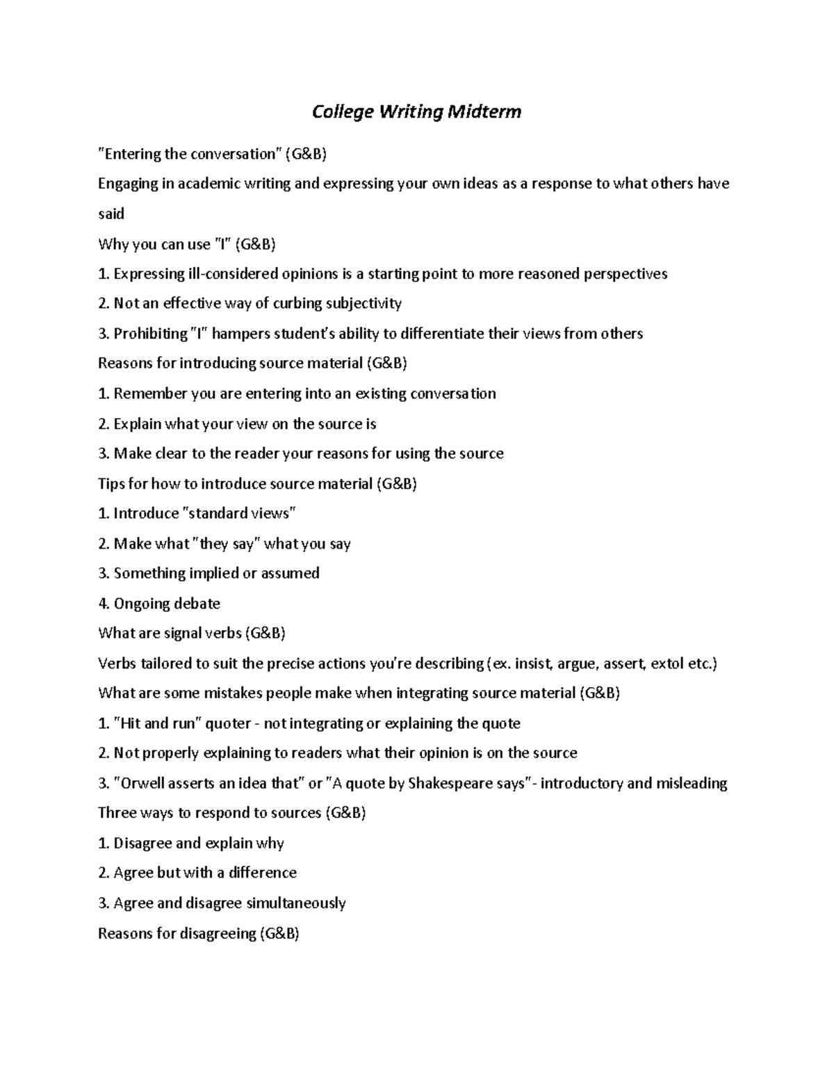 College Writing Midterm - College Writing Midterm "Entering the ...