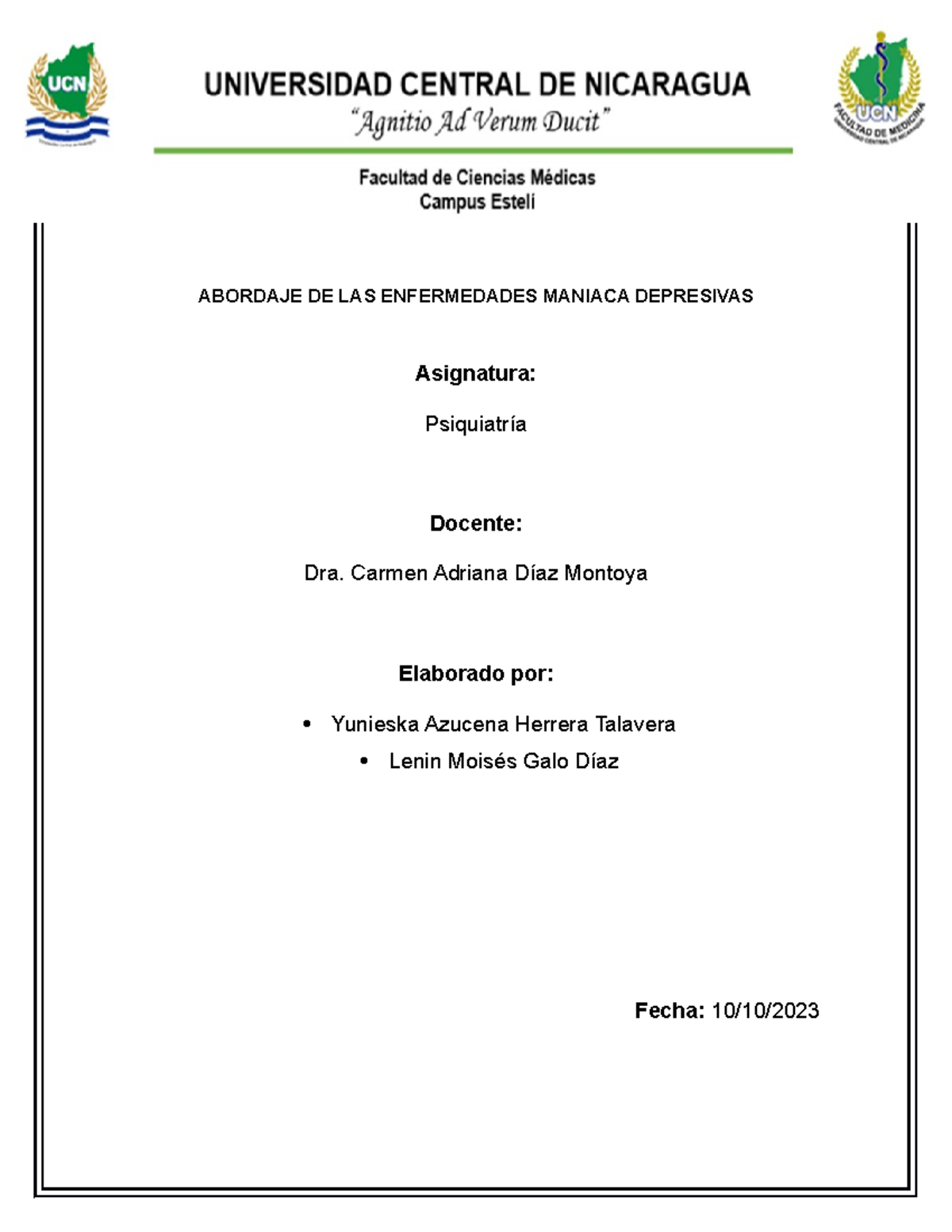 Abordaje DE LAS Enfermedades Maniaca Depresivas - ABORDAJE DE LAS ...