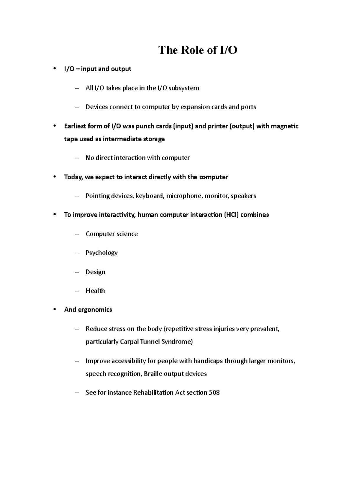 The Role Of Input And Output The Role Of Io Io Input And Output