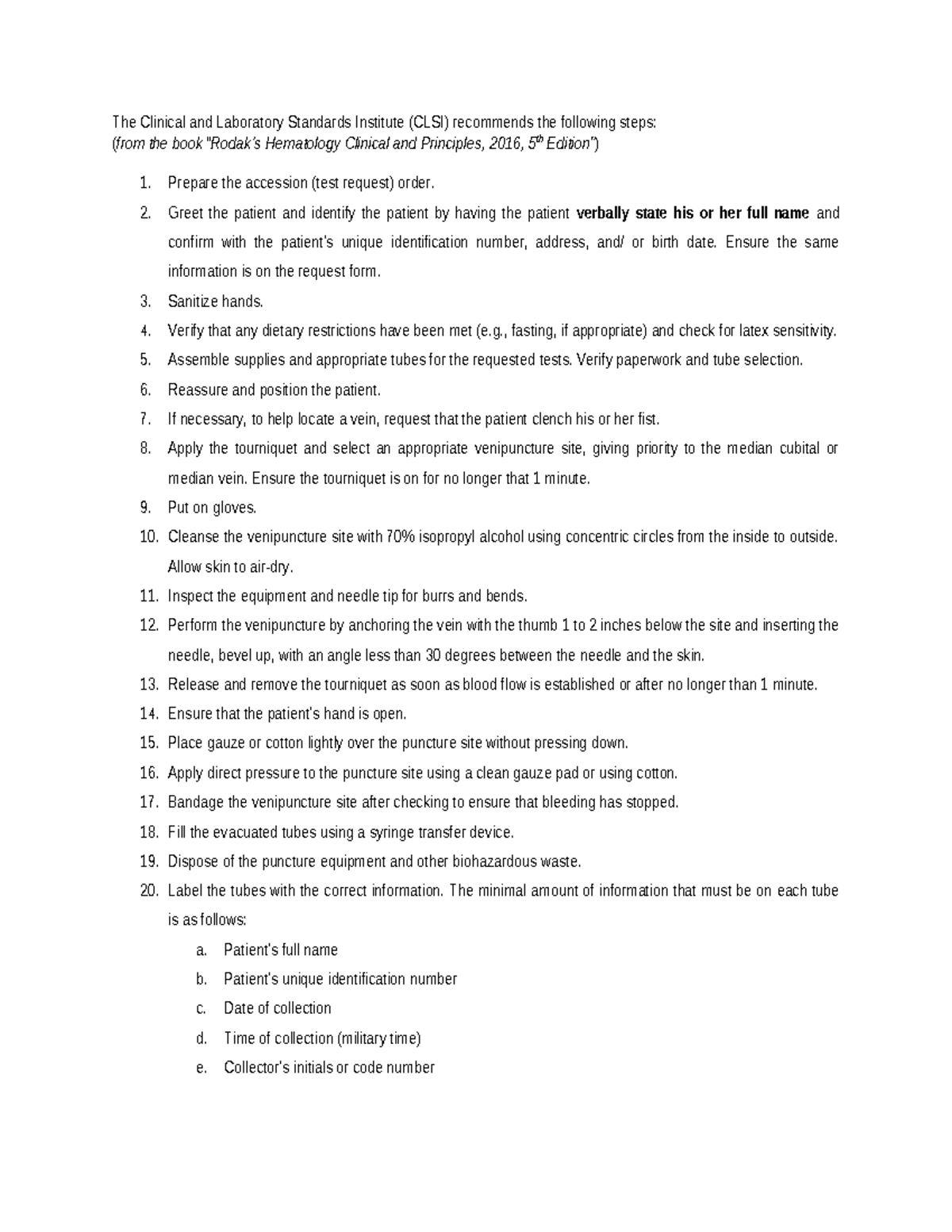 Venipuncture- Procedure - The Clinical and Laboratory Standards ...