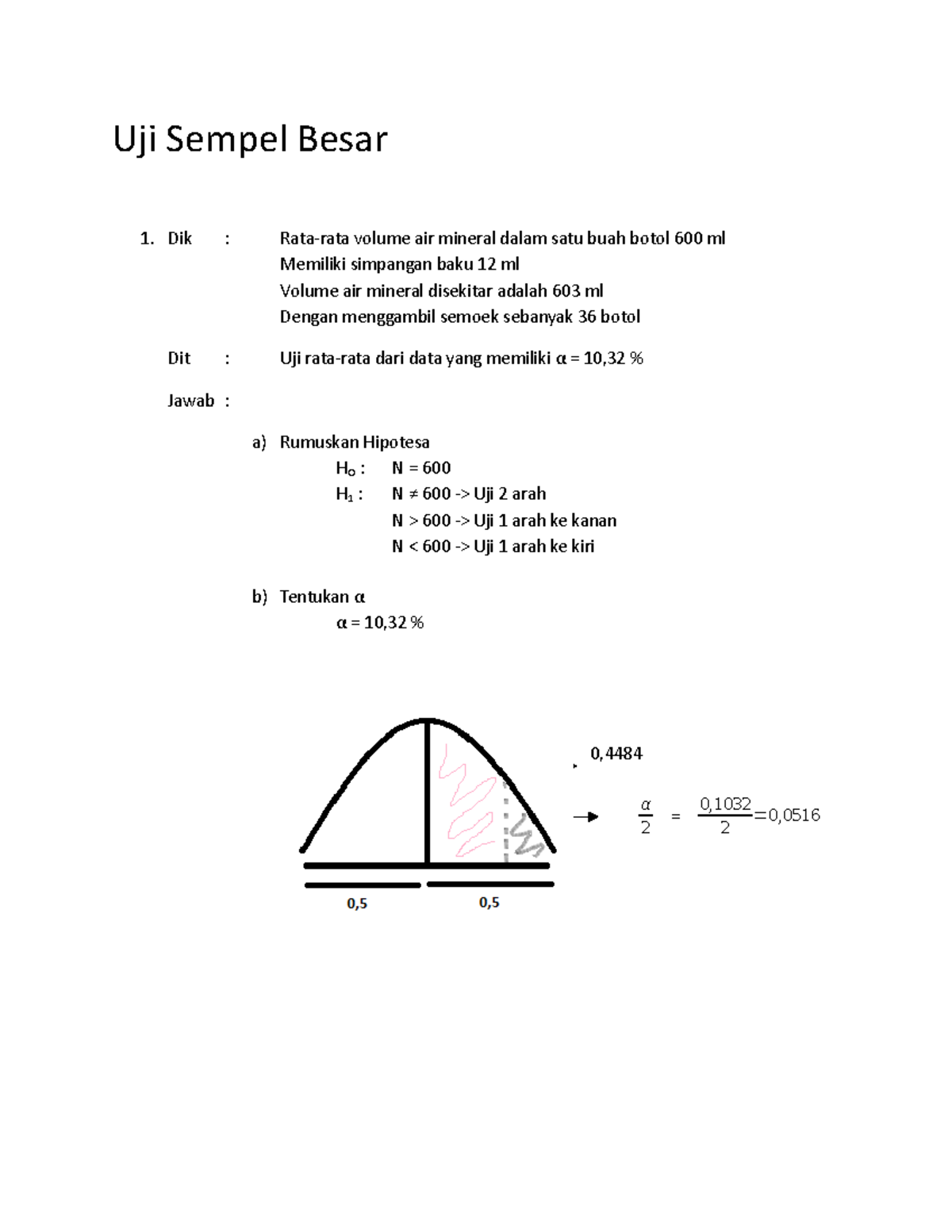 Soal statistik - Uji Sempel Besar Dik : Rata-rata volume air mineral ...