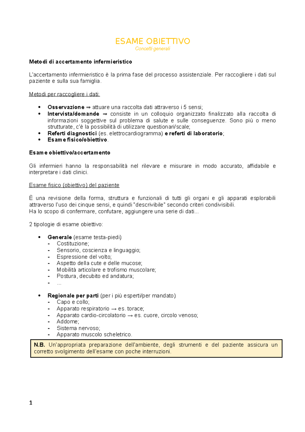 Esame obiettivo - concetti generali - ESAME OBIETTIVO Concetti generali ...