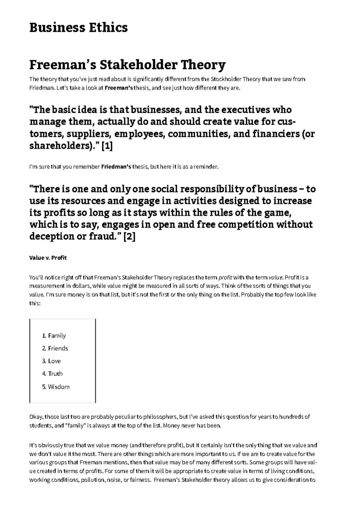 Freeman Stakeholder Theory Business Ethics - Business Ethics Freeman’s ...