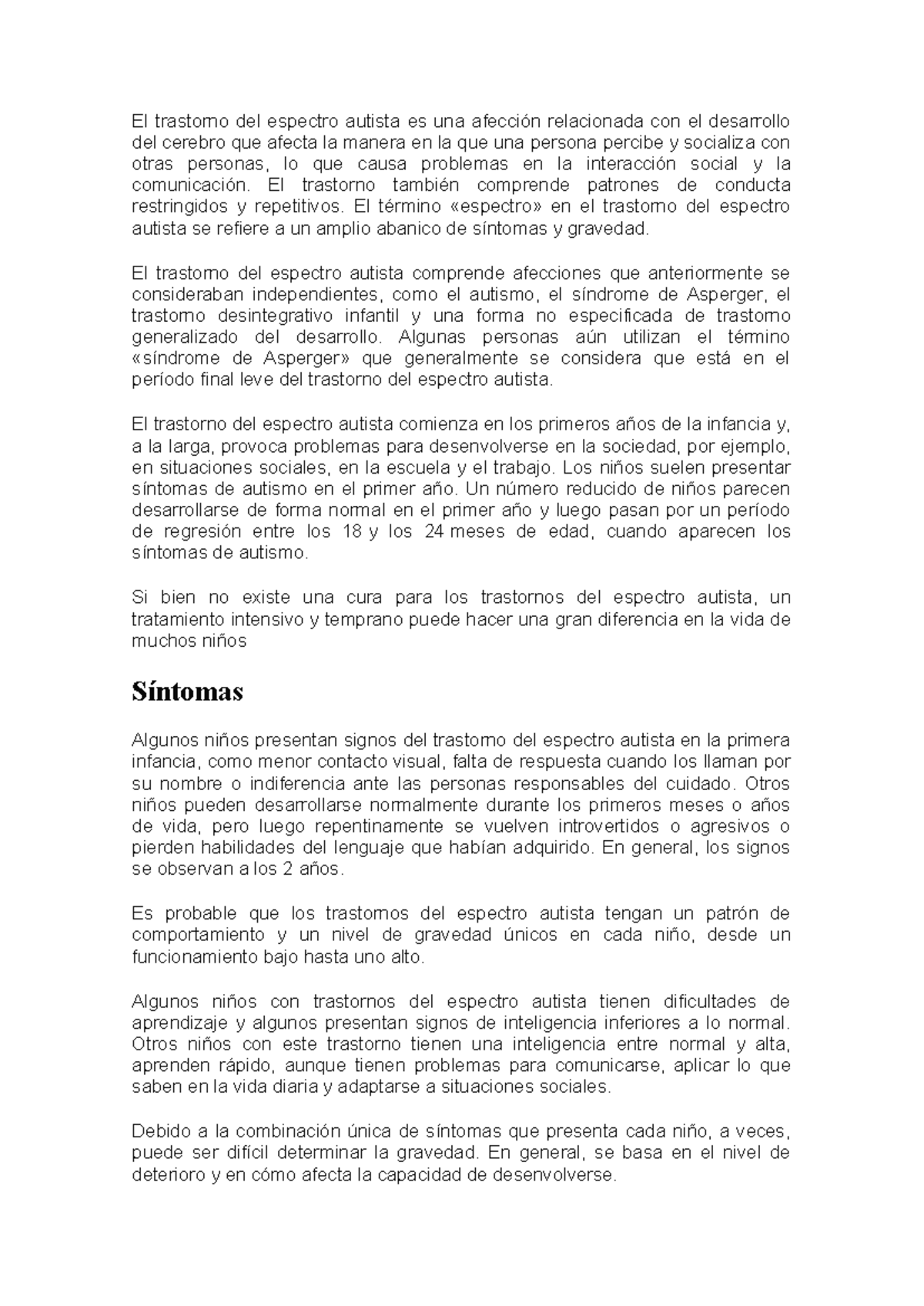 Sindrome de TEA - El trastorno del espectro autista es una afección ...