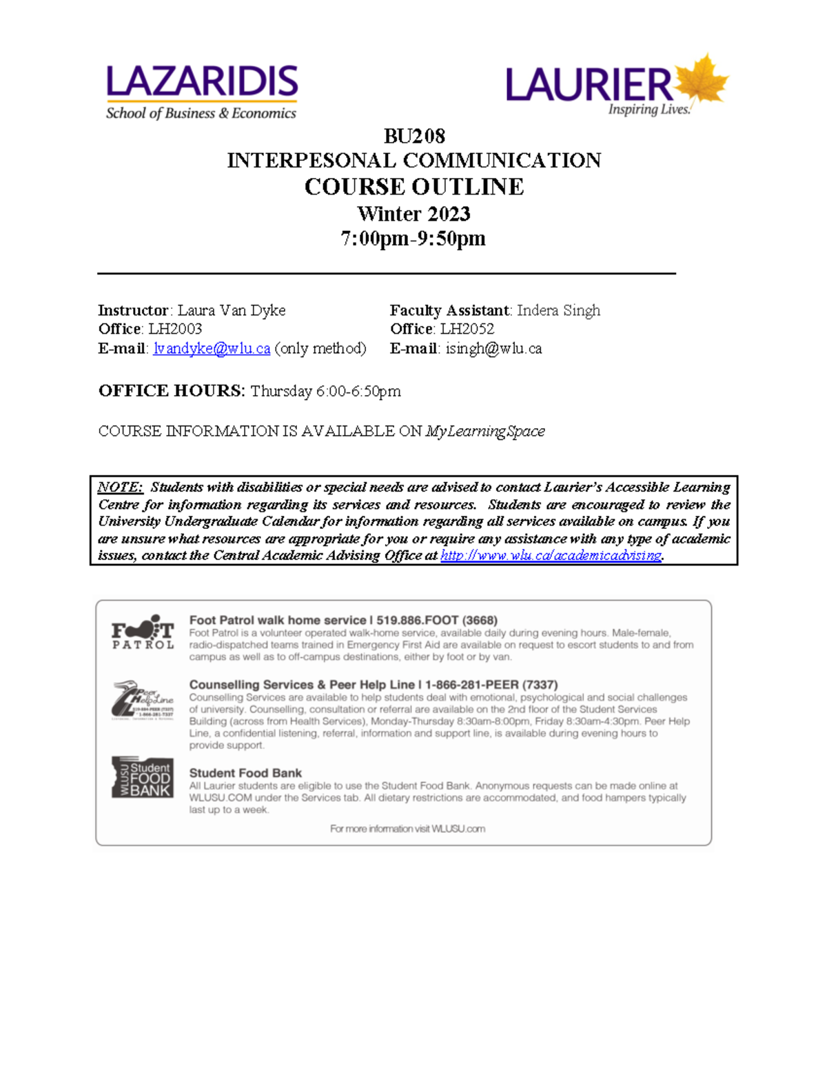 BU208 outline syllabus - BU 208 - WLU - Studocu