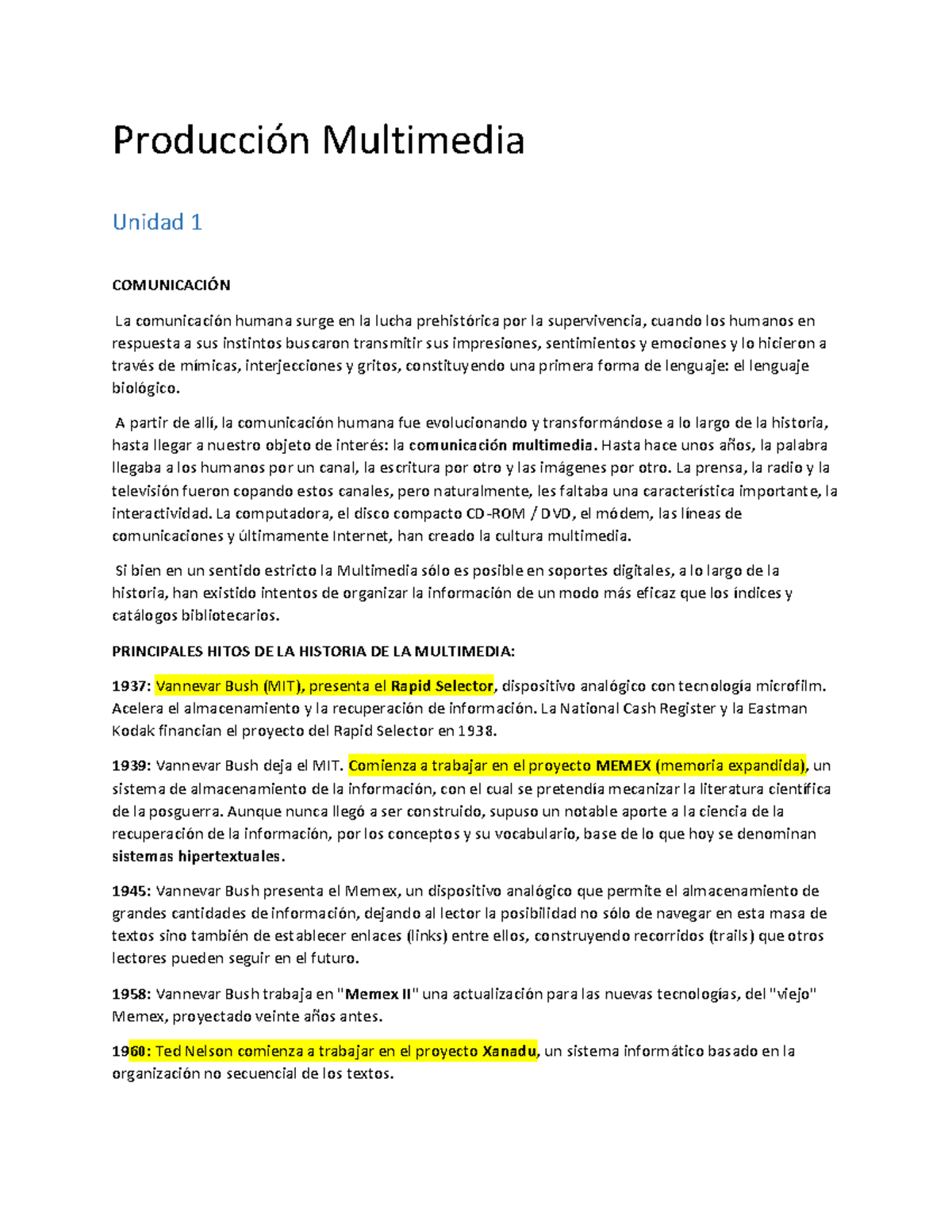 Resumen Producción Multimedia - Producción Multimedia Unidad 1 ...