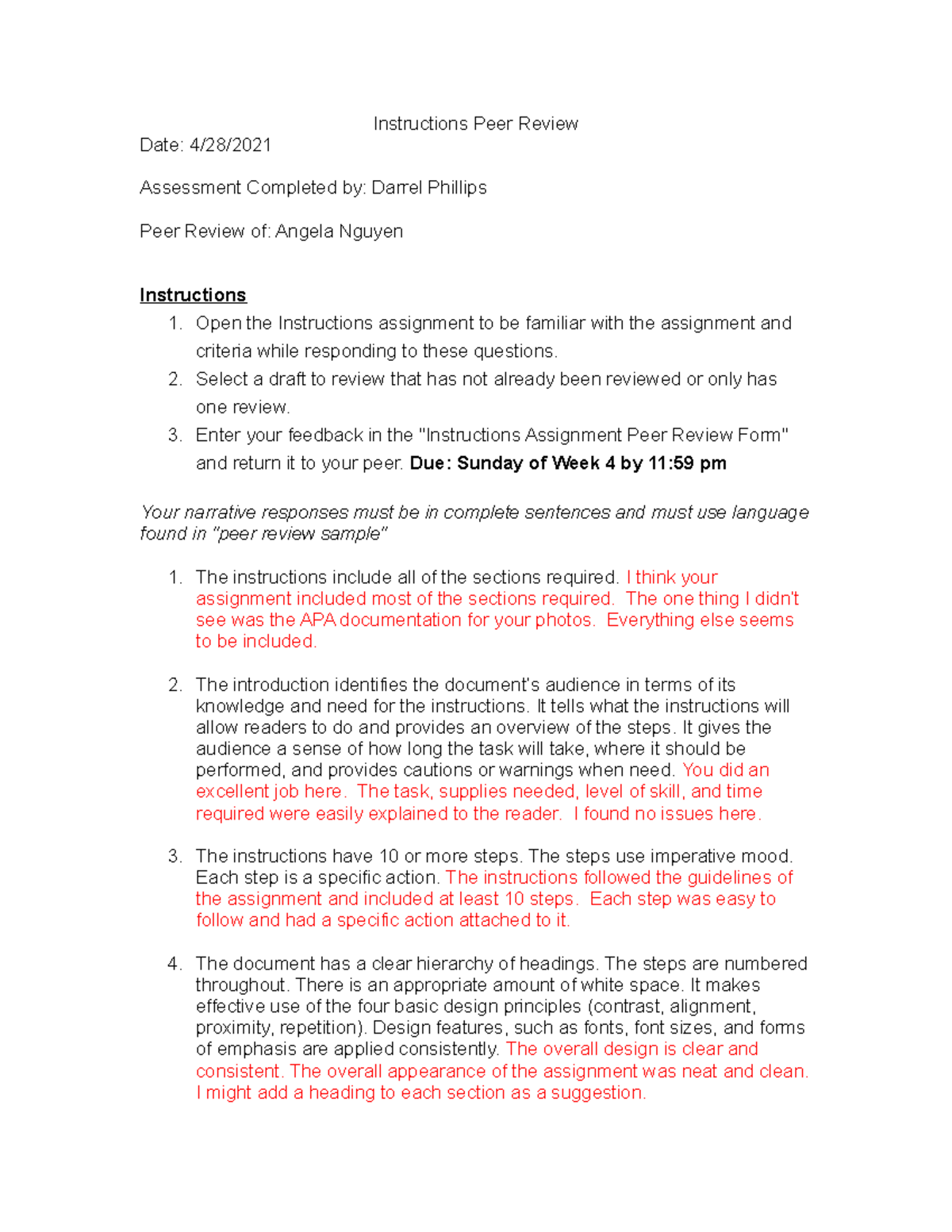 Instructions Assignment Peer Review Form Angela Nguyen Instructions Peer Review Date 4 28