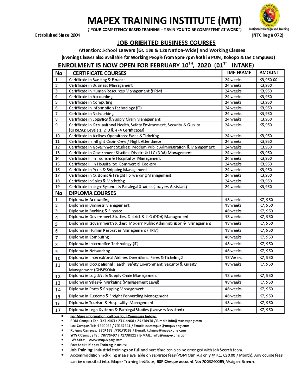 Mapex- business studies- feb 2020 first intake - MAPEX TRAINING ...