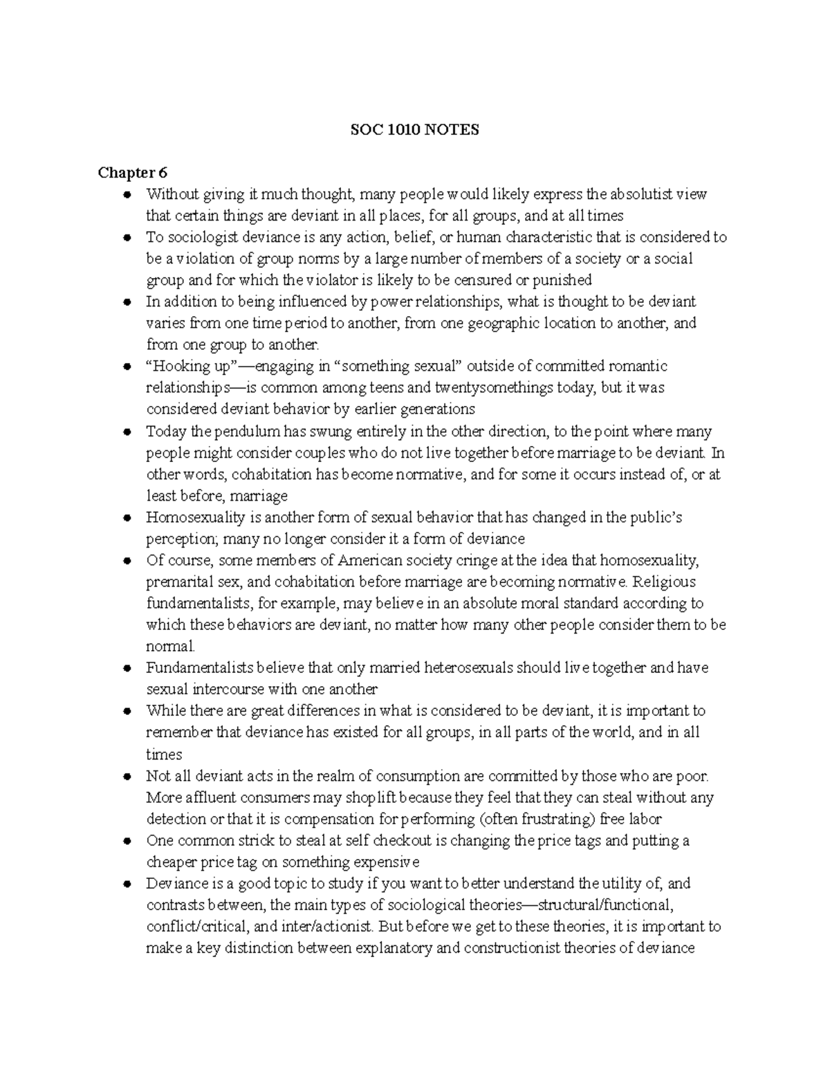 SOC 1010 chapter 6 - Professor Wilson in Soc 1010-Into to sociology ...