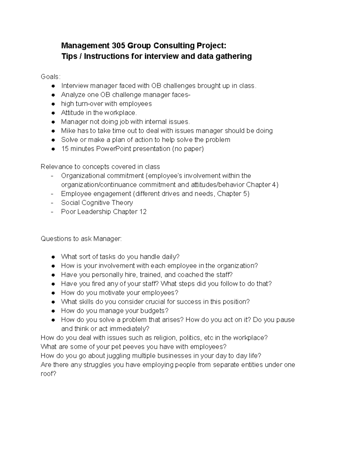 Management 305 Group Consulting Project - Management 305 Group ...