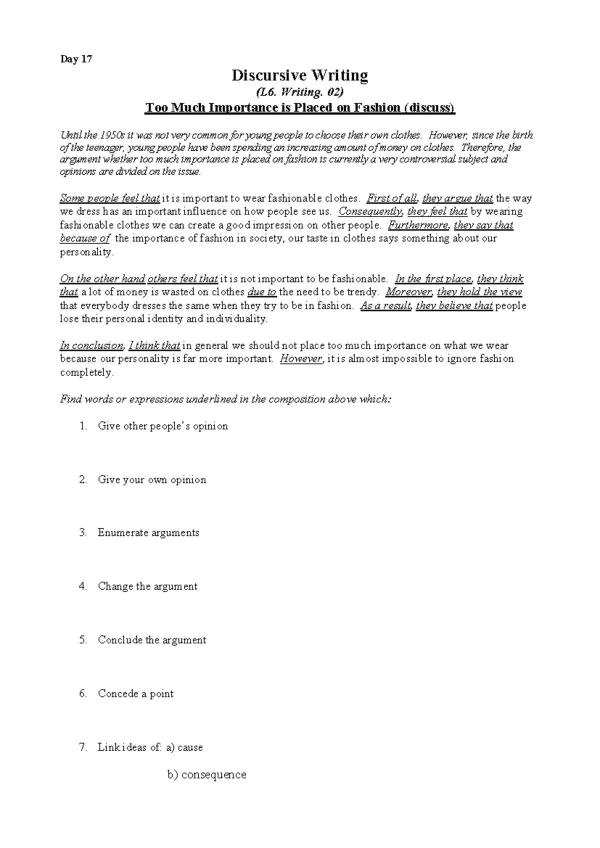 Discursive Writing - zvs - ± Day 17 Discursive Writing (L6. Writing. 02 ...