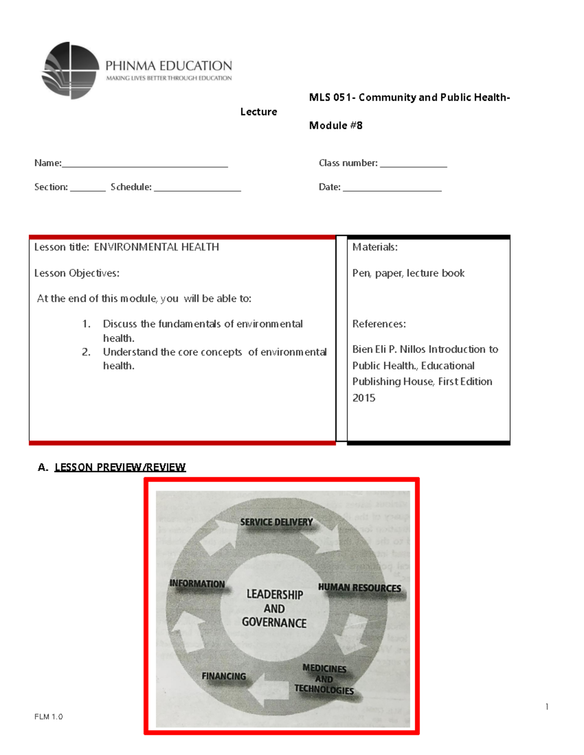 8TH SAS Module - mls 051 - Lecture Module # Name ...