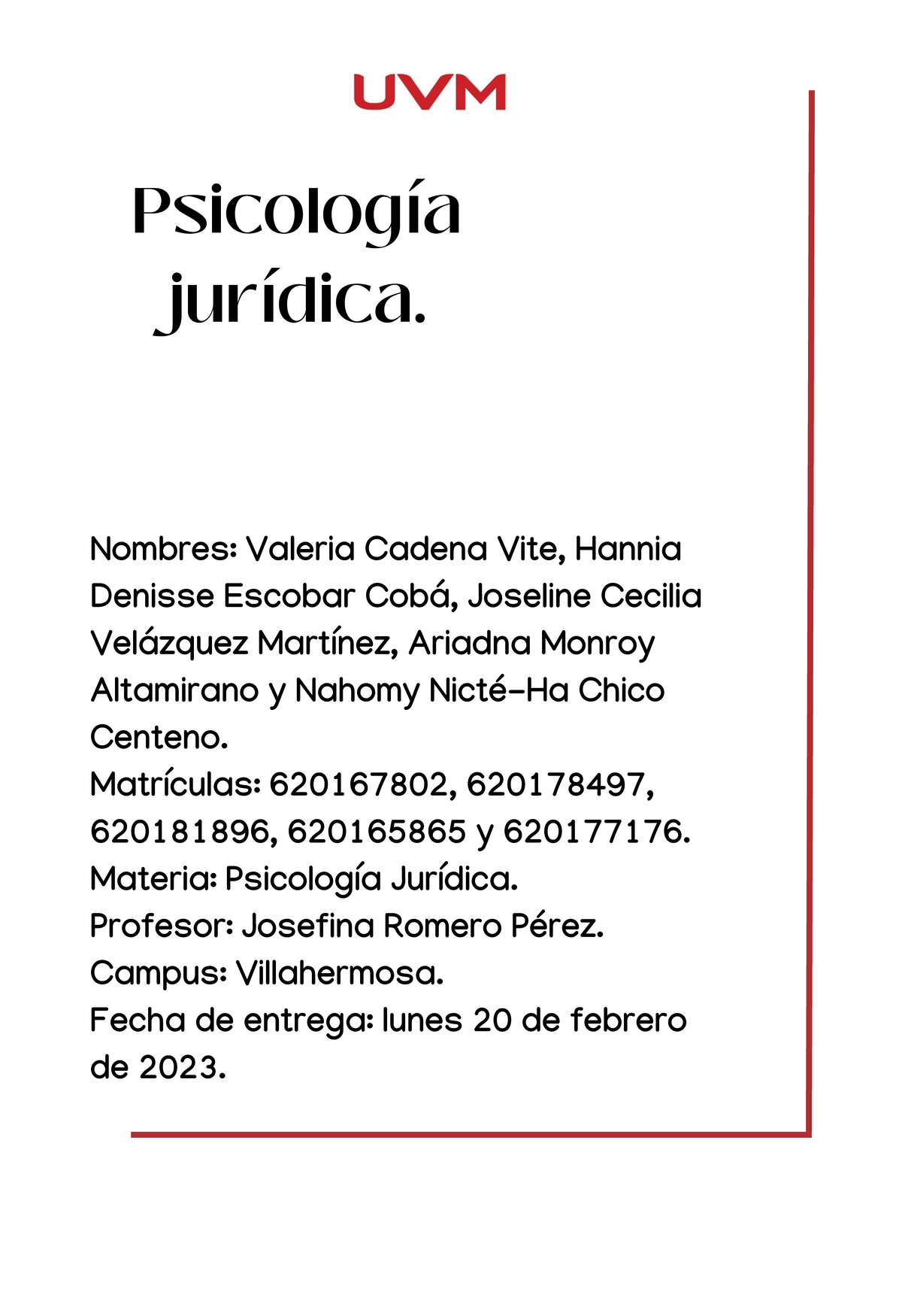 Cuadro rpr pjurídica - Nombres: Valeria Cadena Vite, Hannia Denisse ...