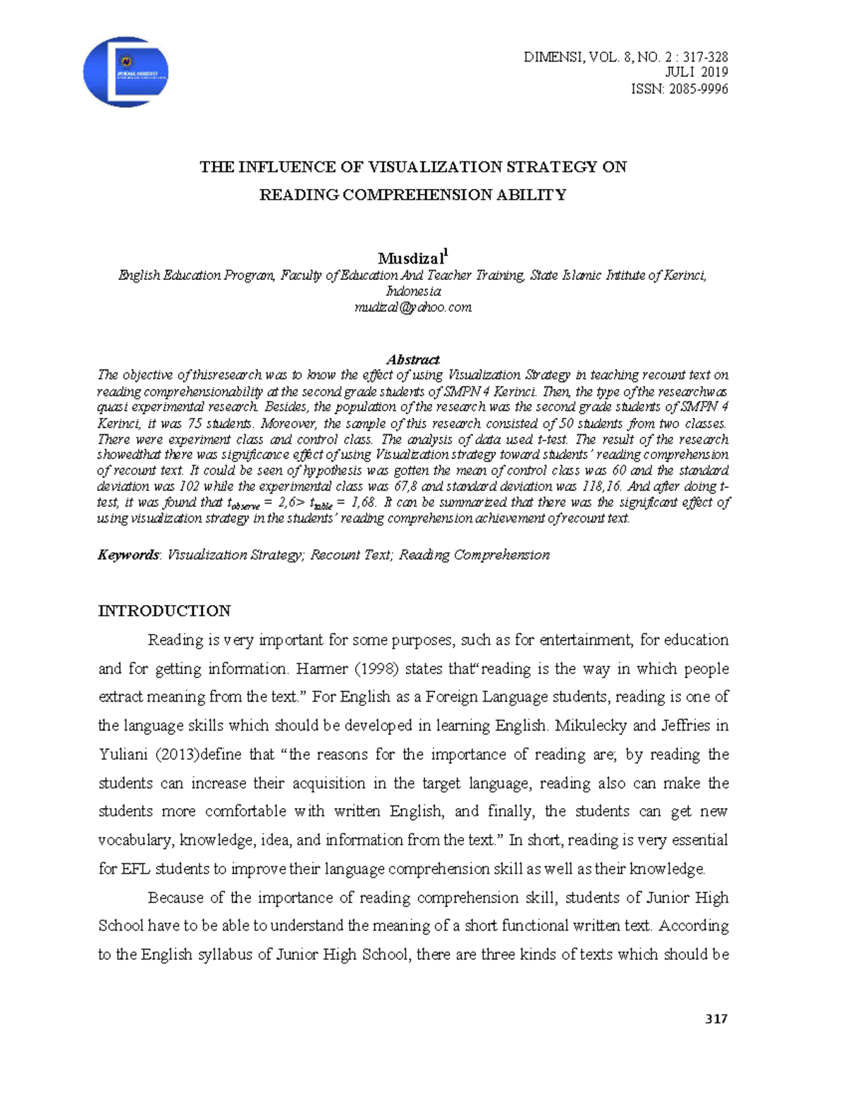 the influence of the visualization strategy on reading process ...