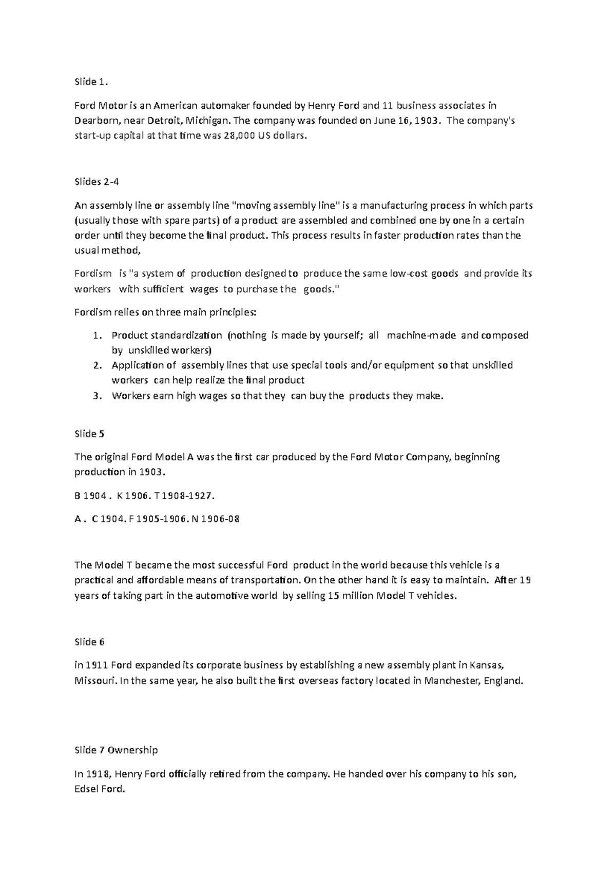 Resume Sistem Manufaktur - Slide 1. Ford Motor is an American automaker ...